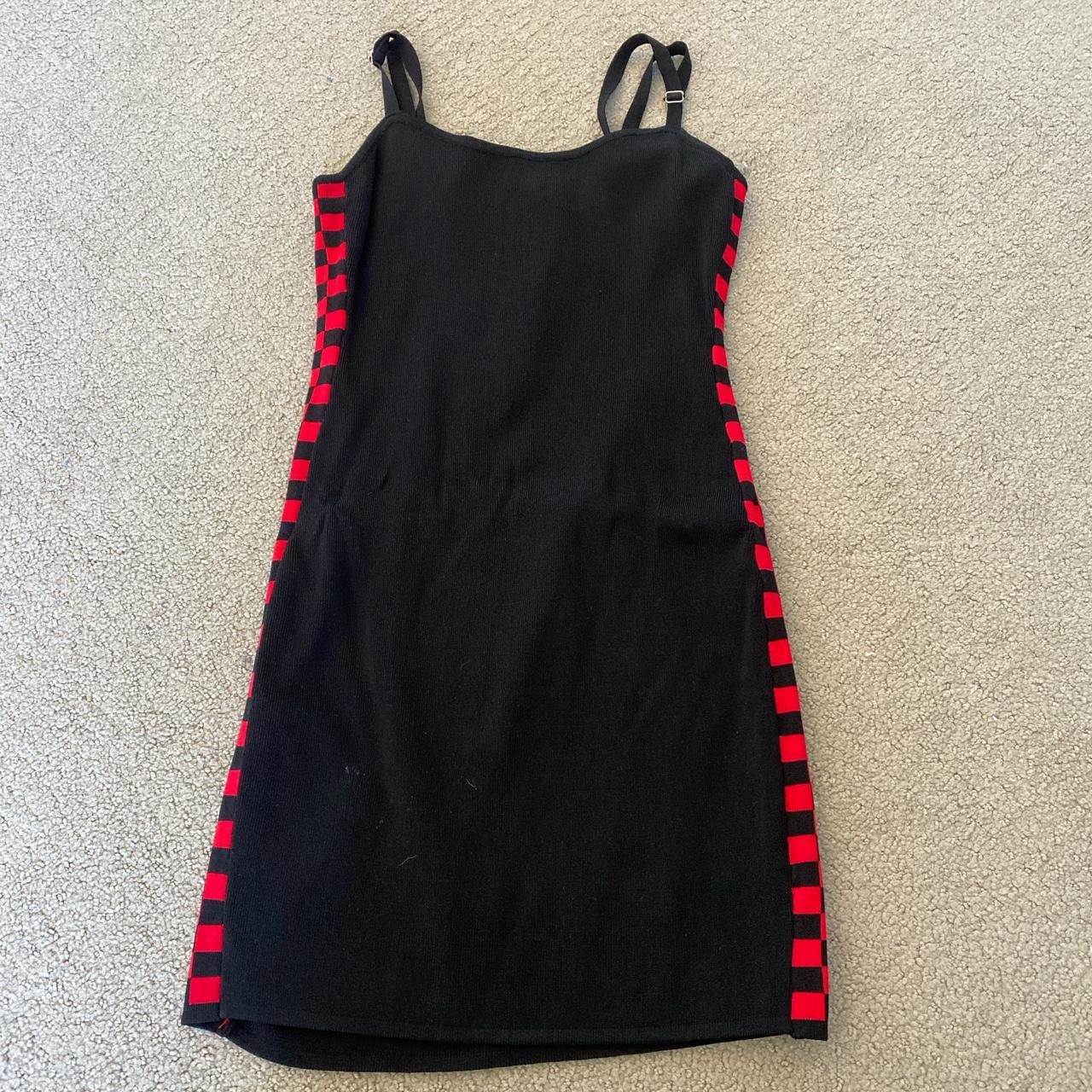 Falling Love red checkered dress, very stretchy... - Depop