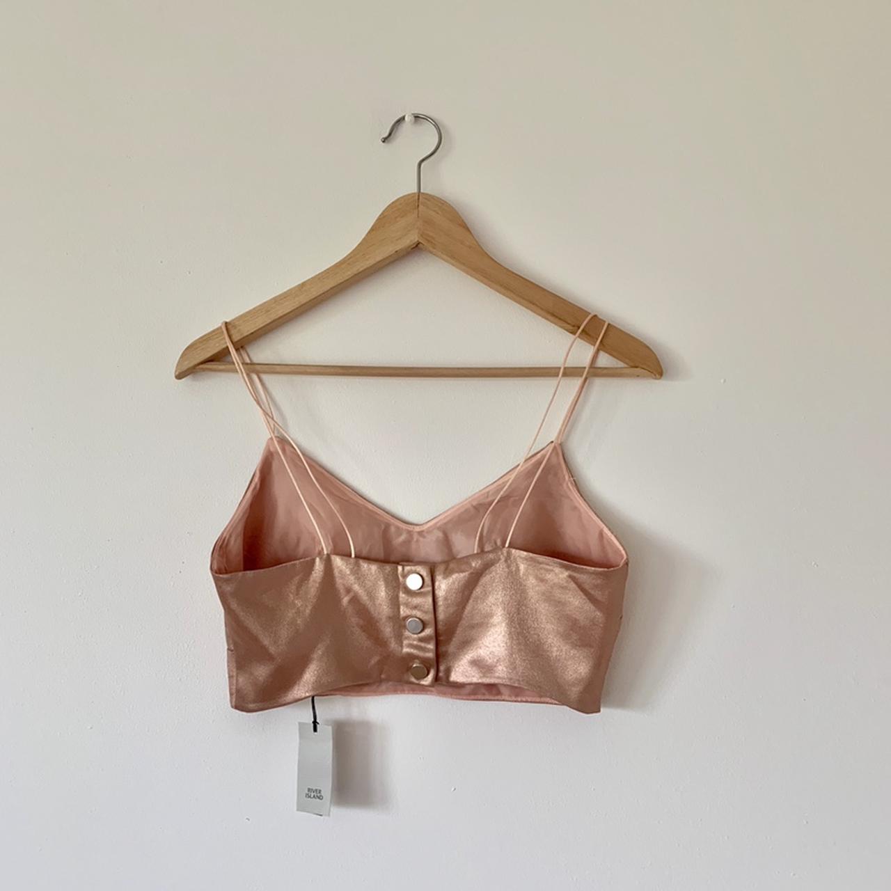 Rose gold satin bralette from River Island. Size 8... - Depop