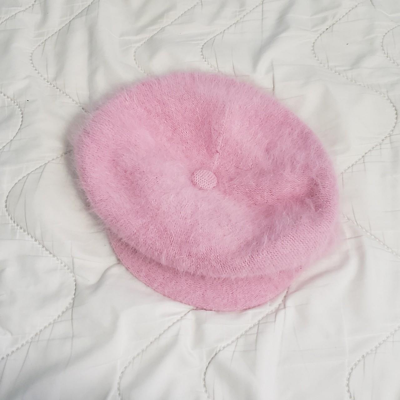retro fuzzy pink baker boy cap this hat is so... - Depop