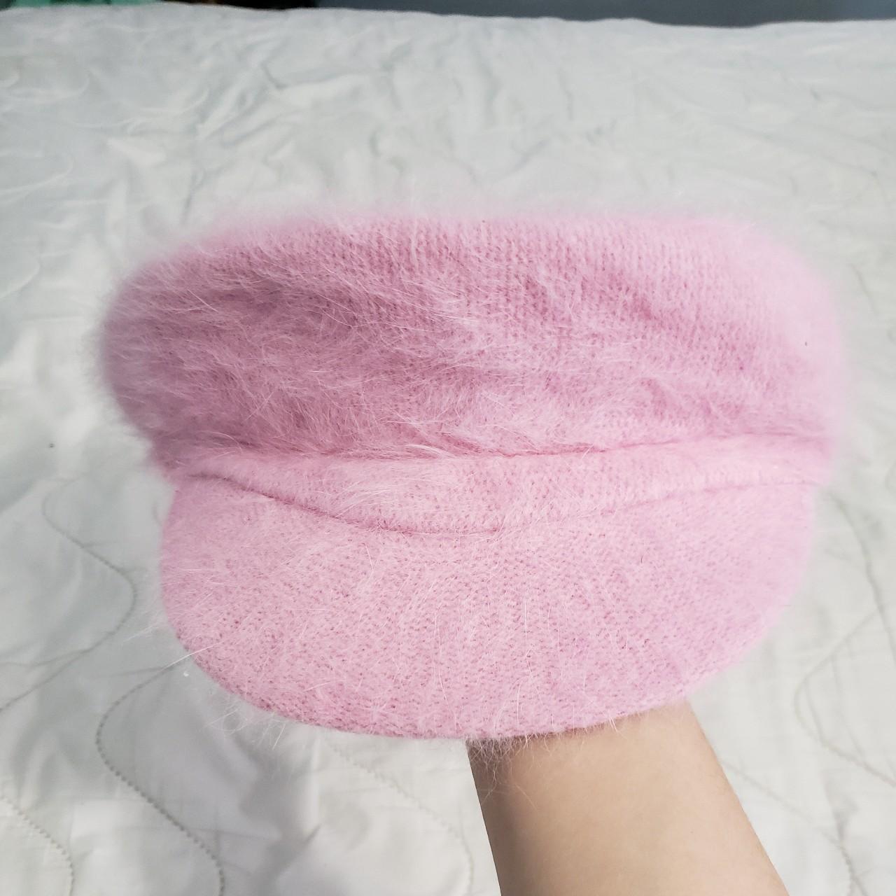 retro fuzzy pink baker boy cap this hat is so... - Depop