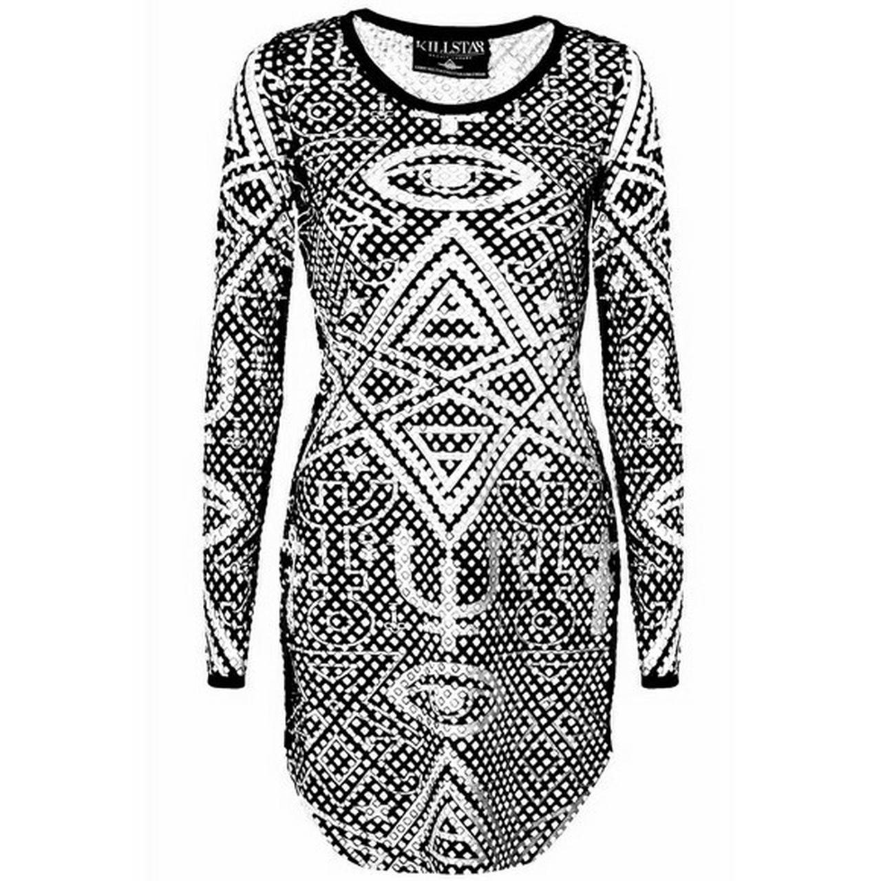 Killstar Women's Black and White Dress | Depop