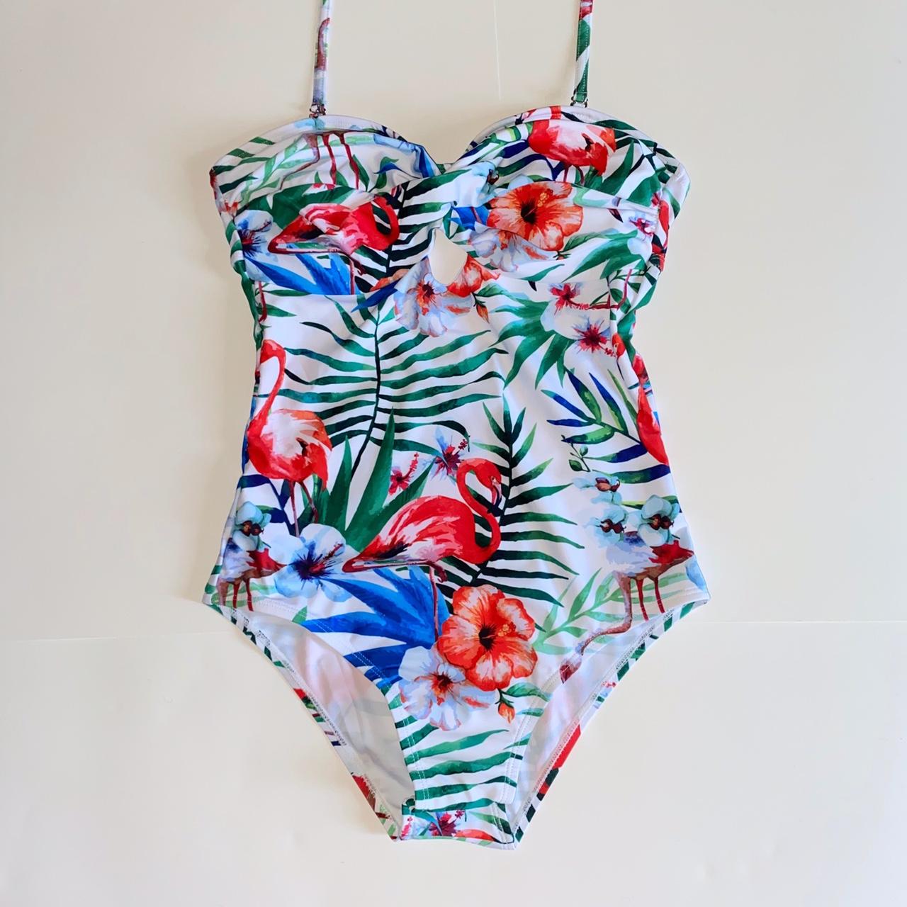 brand new tropical one piece swimsuit. bright and... - Depop