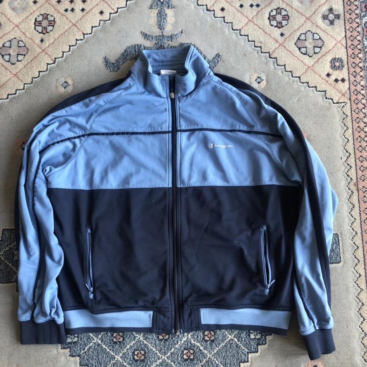 Vintage champion zip up fleece jacket with zipped... - Depop