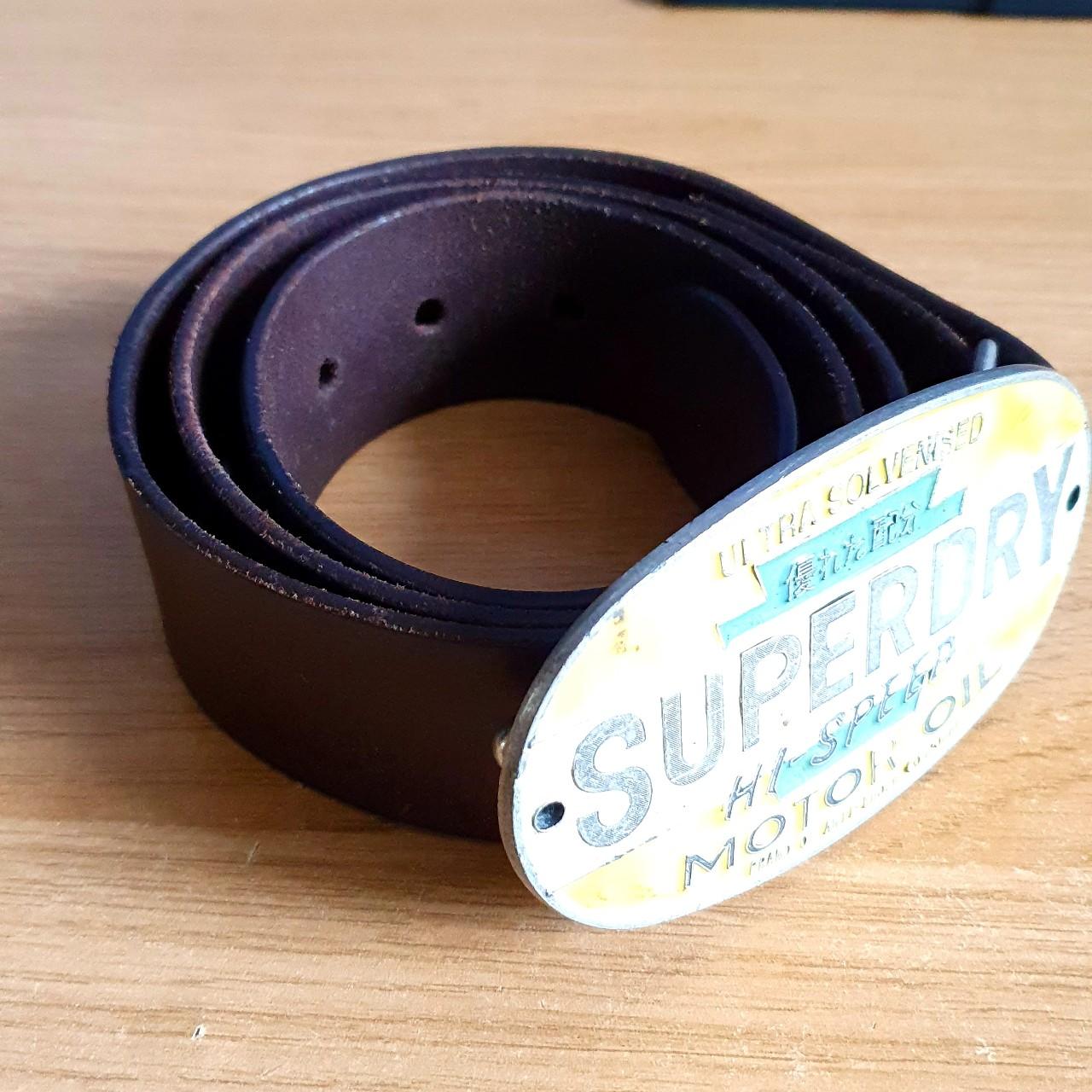 Superdry mens leather belt with branded buckle.... | Depop