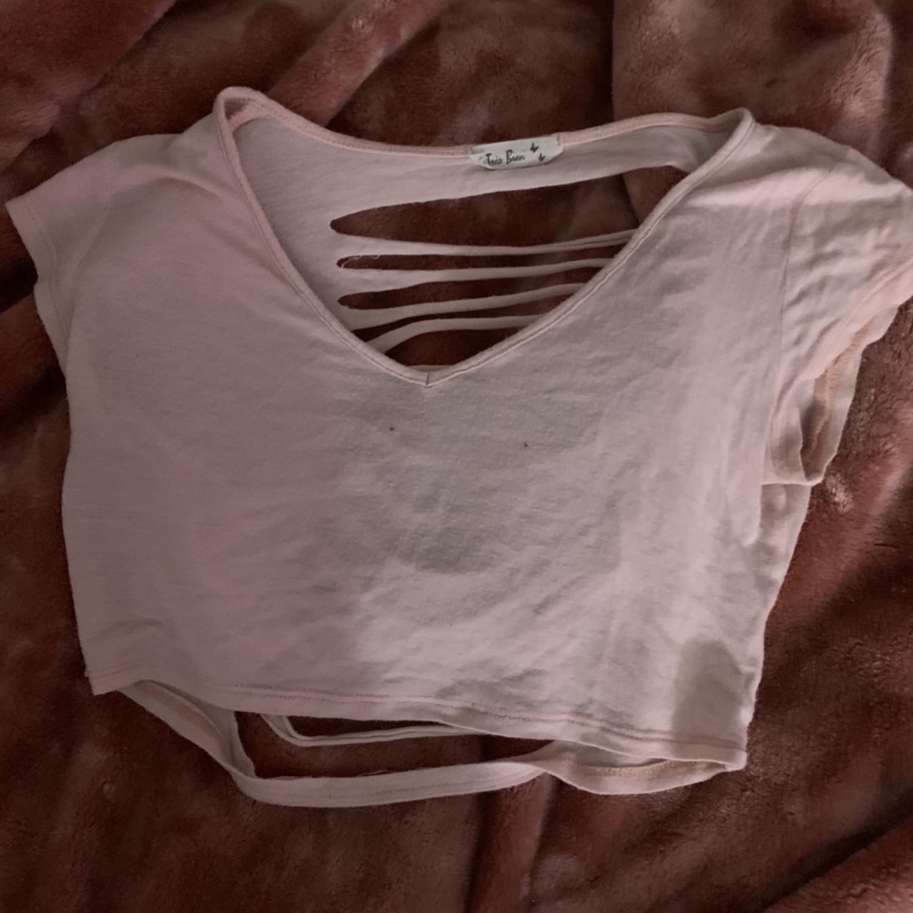 Cute pink crop top Has a little flaws but not... - Depop