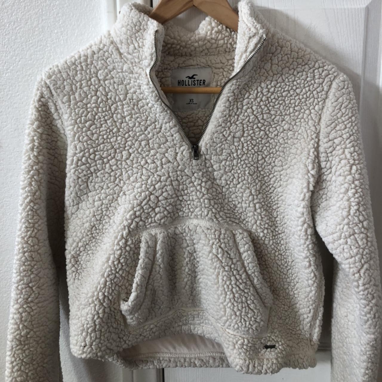 Soft white Hollister fluffy jacket. Comfortable and... - Depop