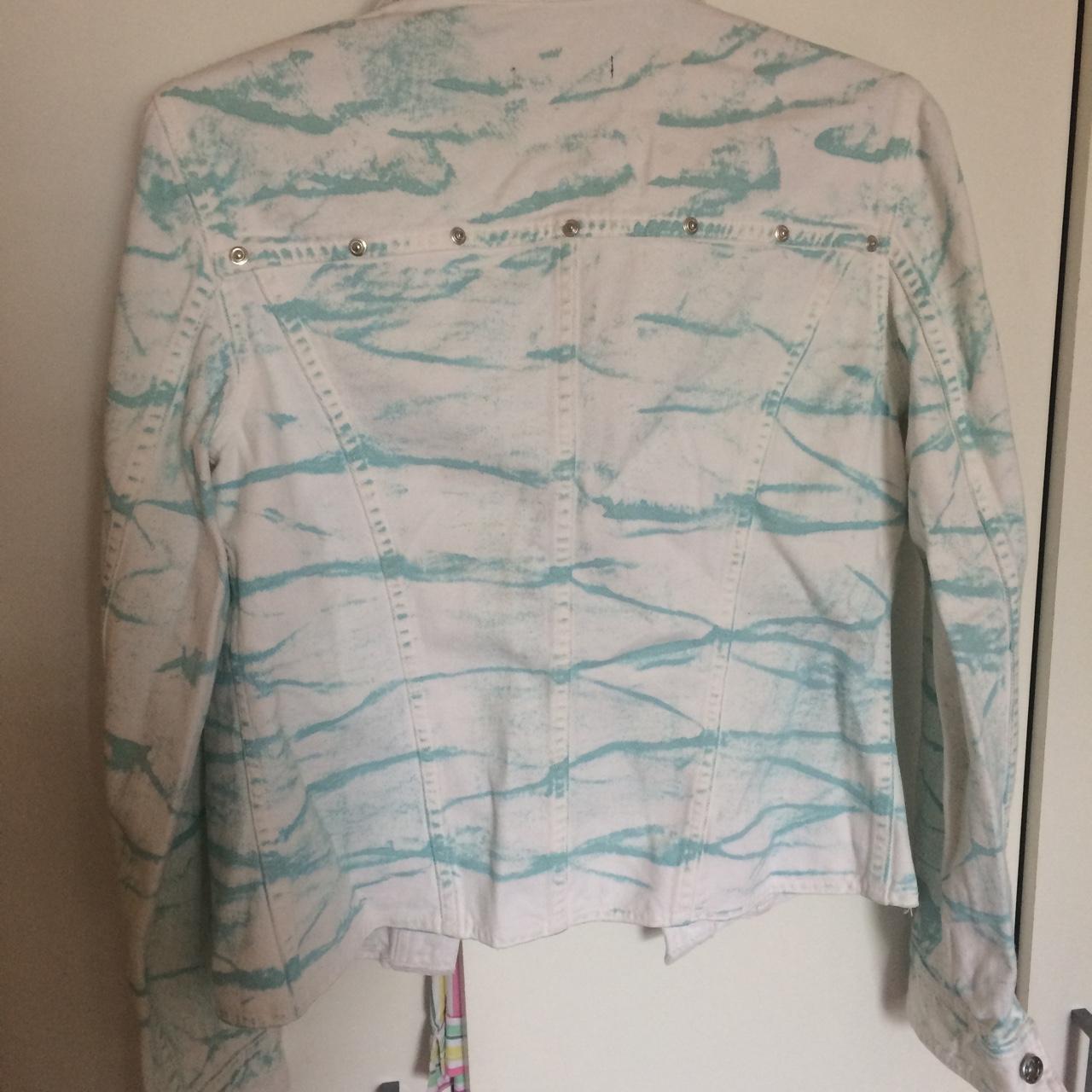 Vintage jeans jacket with a print in style of... - Depop