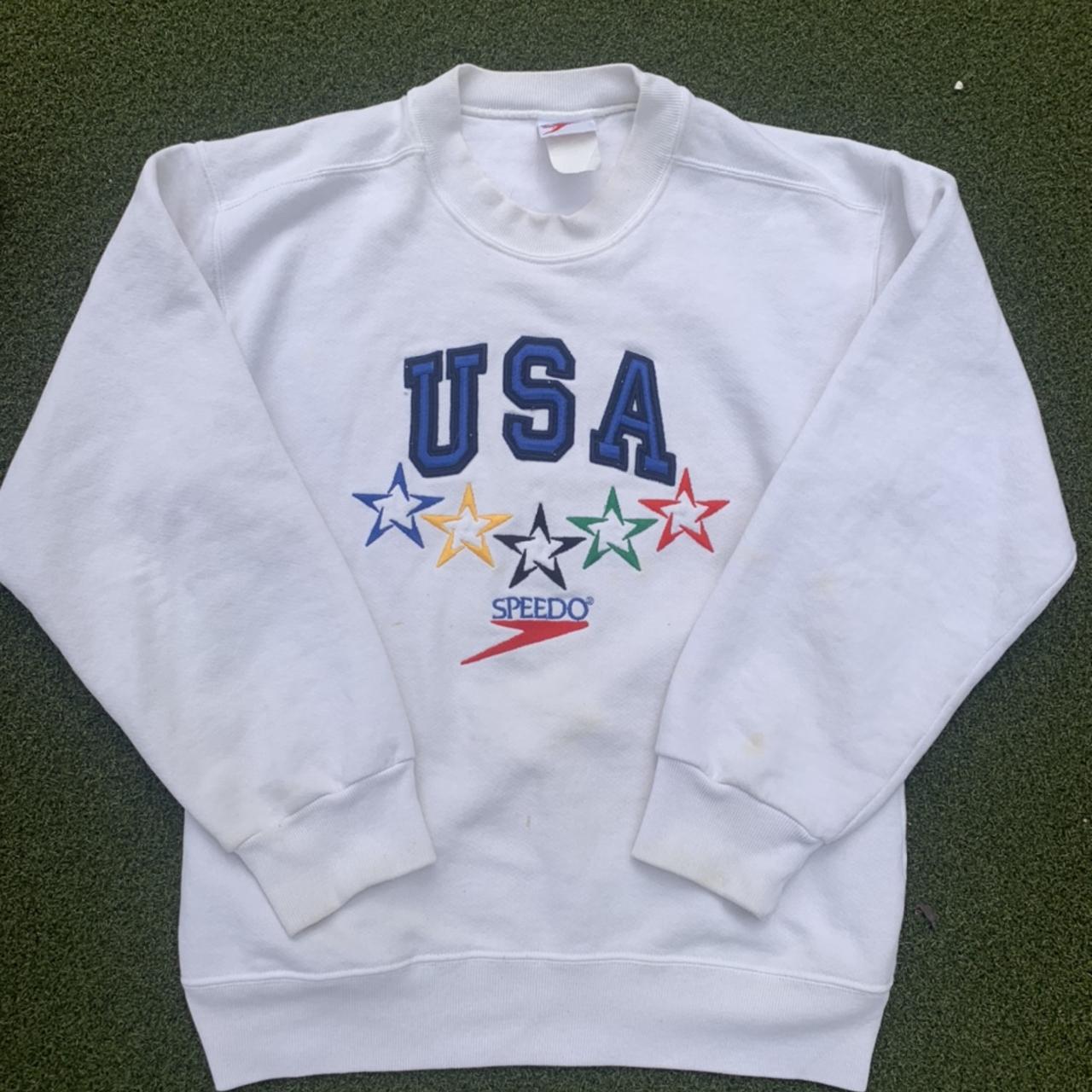 Vintage Speedo USA Crewneck Size Medium/Small White... - Depop