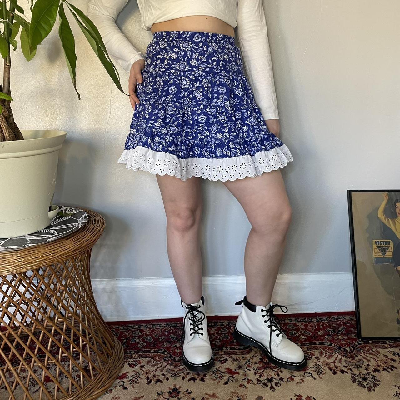 Adorable floral frilly blue handmade cottagecore... - Depop