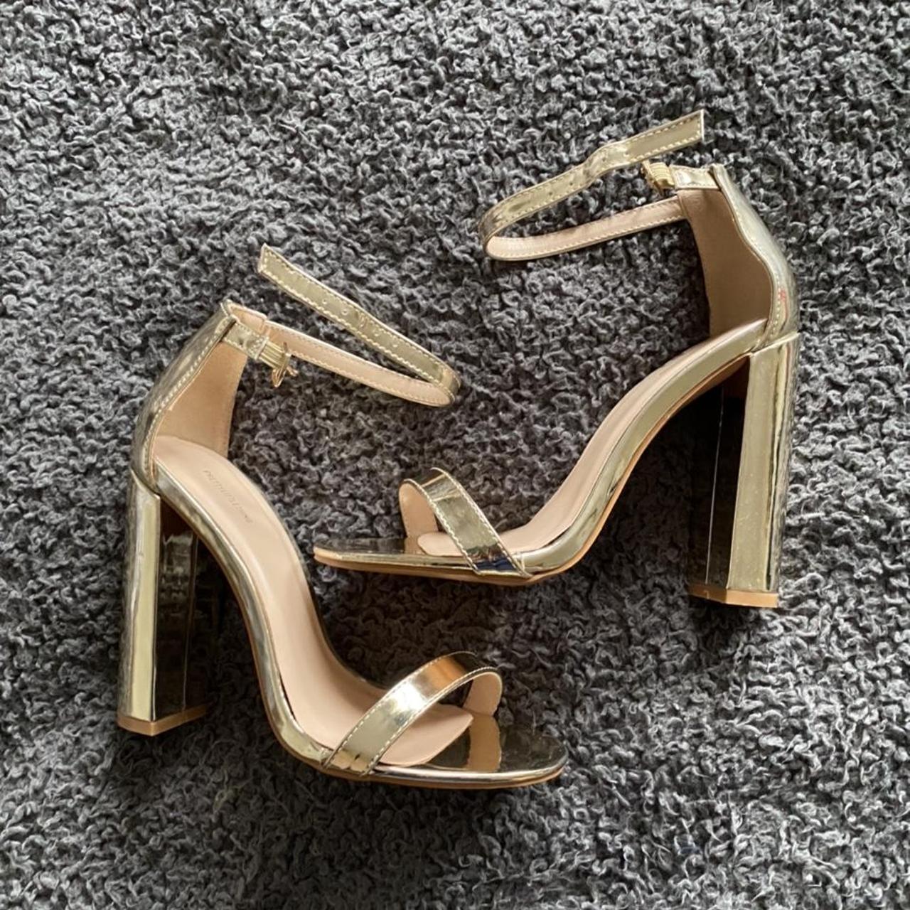 Pretty Little Thing Gold Heels - Depop