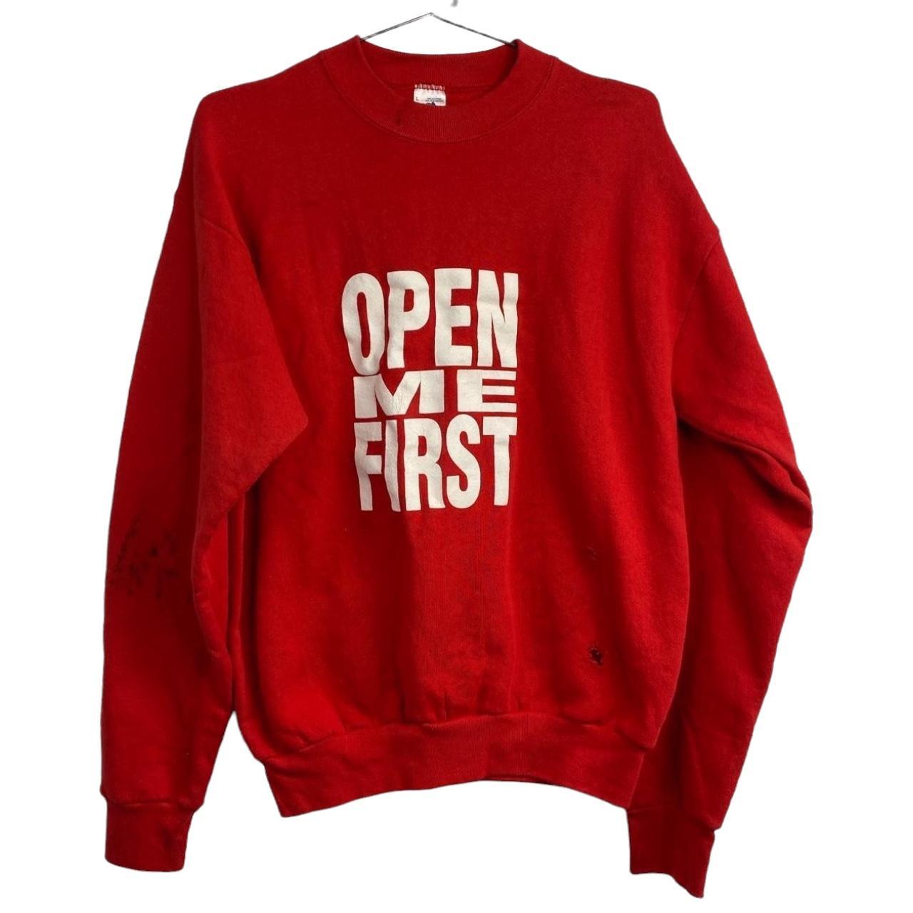 Vintage 90s open me first Christmas graphic red... - Depop