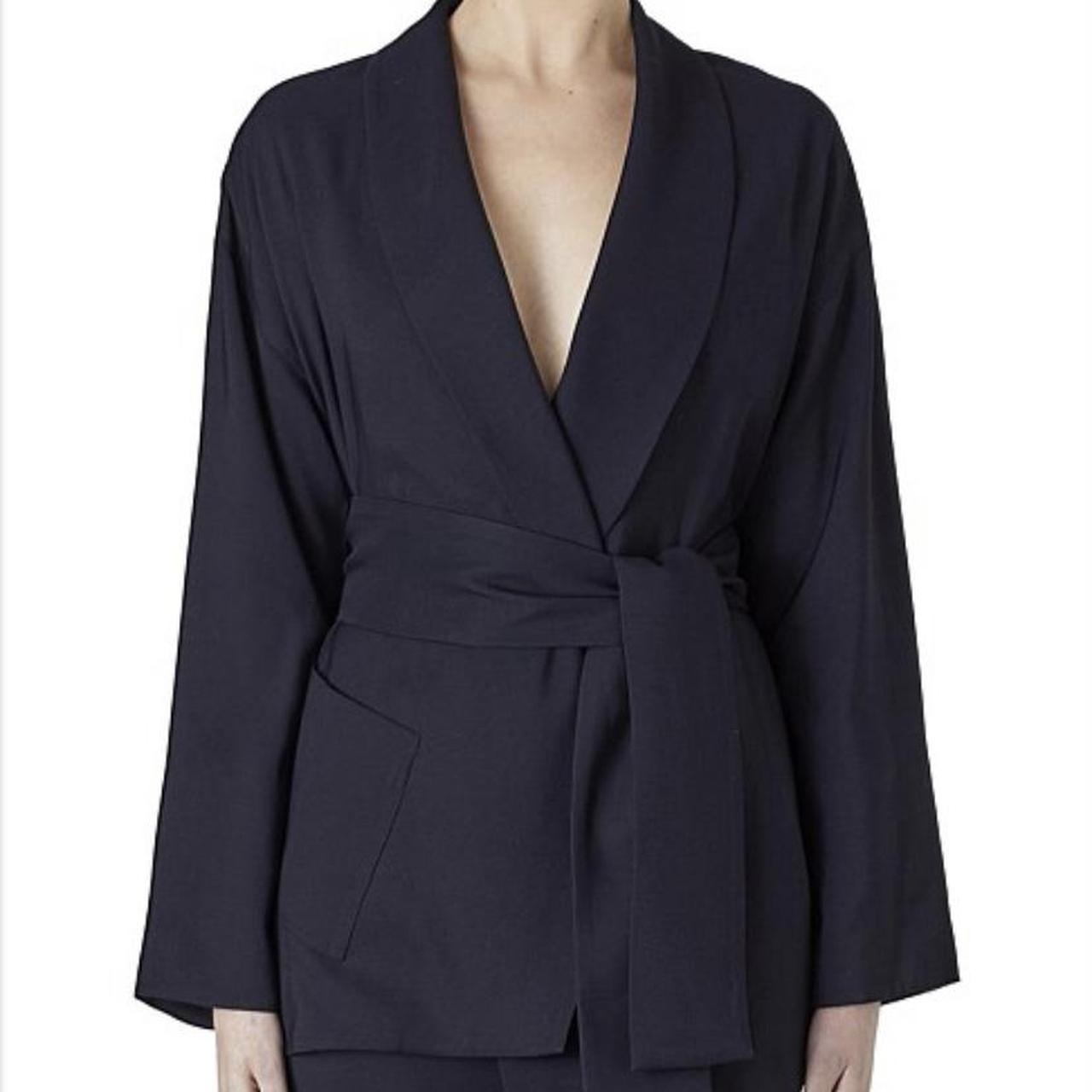 VIKTORIA & WOODS RESOLUTION WRAP BLAZER, navy, worn... - Depop