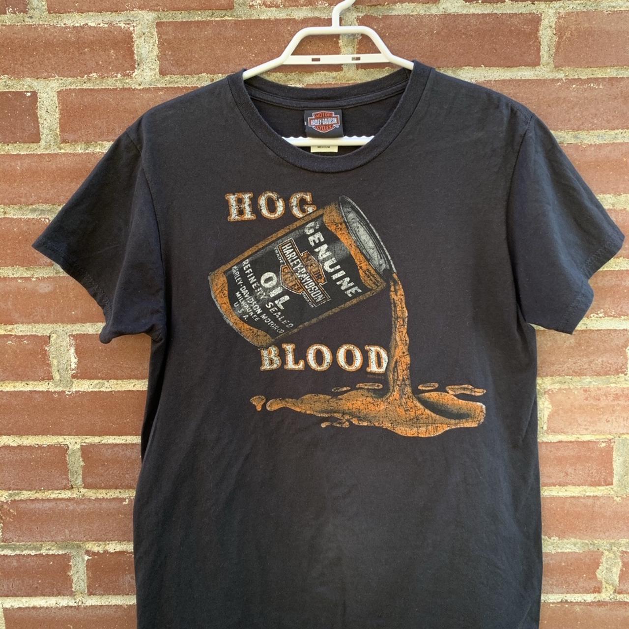 Harley Davidson “Hog Blood” oil can T shirt. Amazing... | Depop