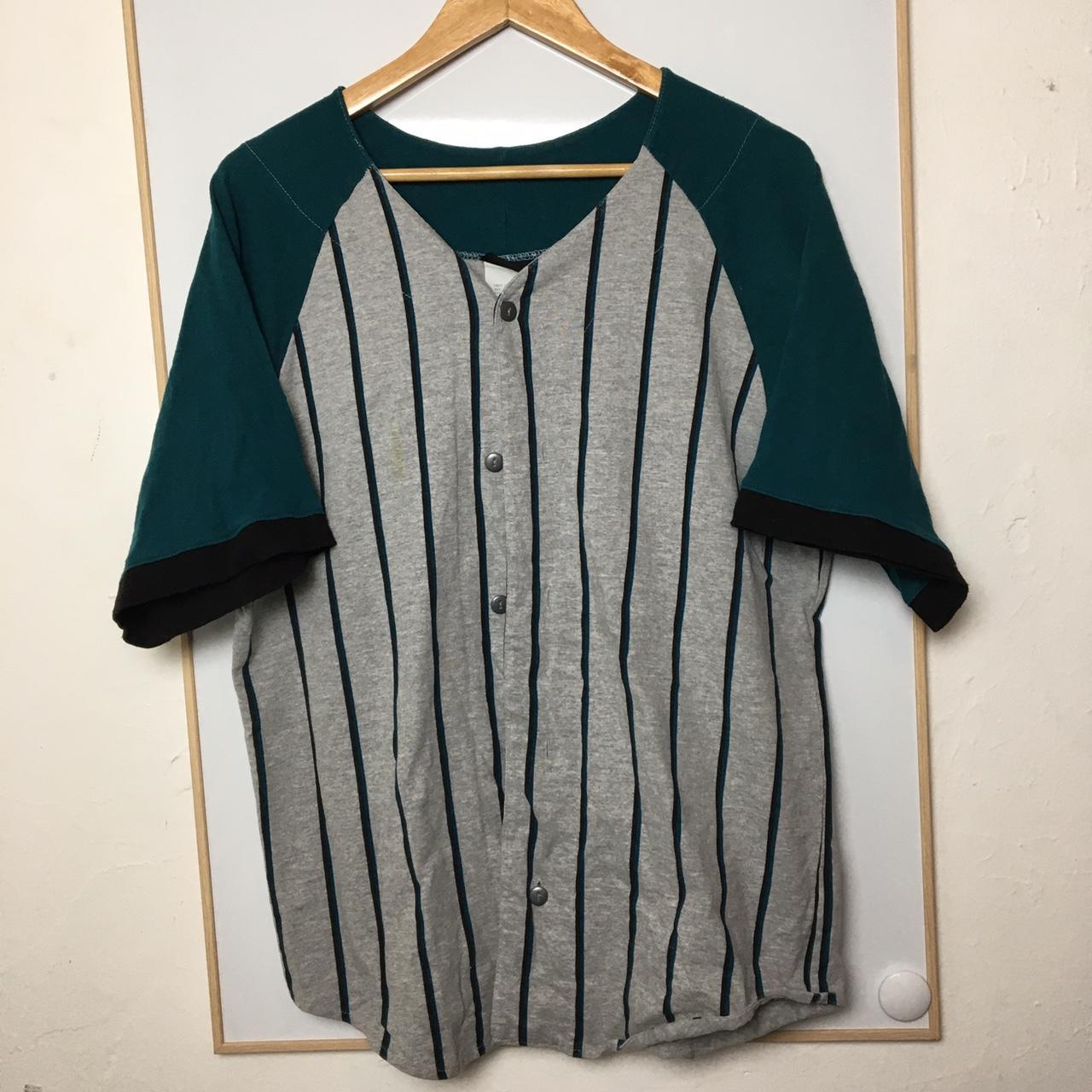 Vintage 90s Vertically Striped Baseball... - Depop