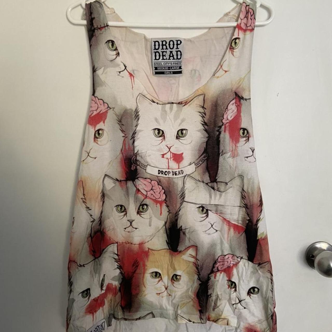 DROP DEAD CAT TANK TOP - WOMENS M/L Preloved... - Depop