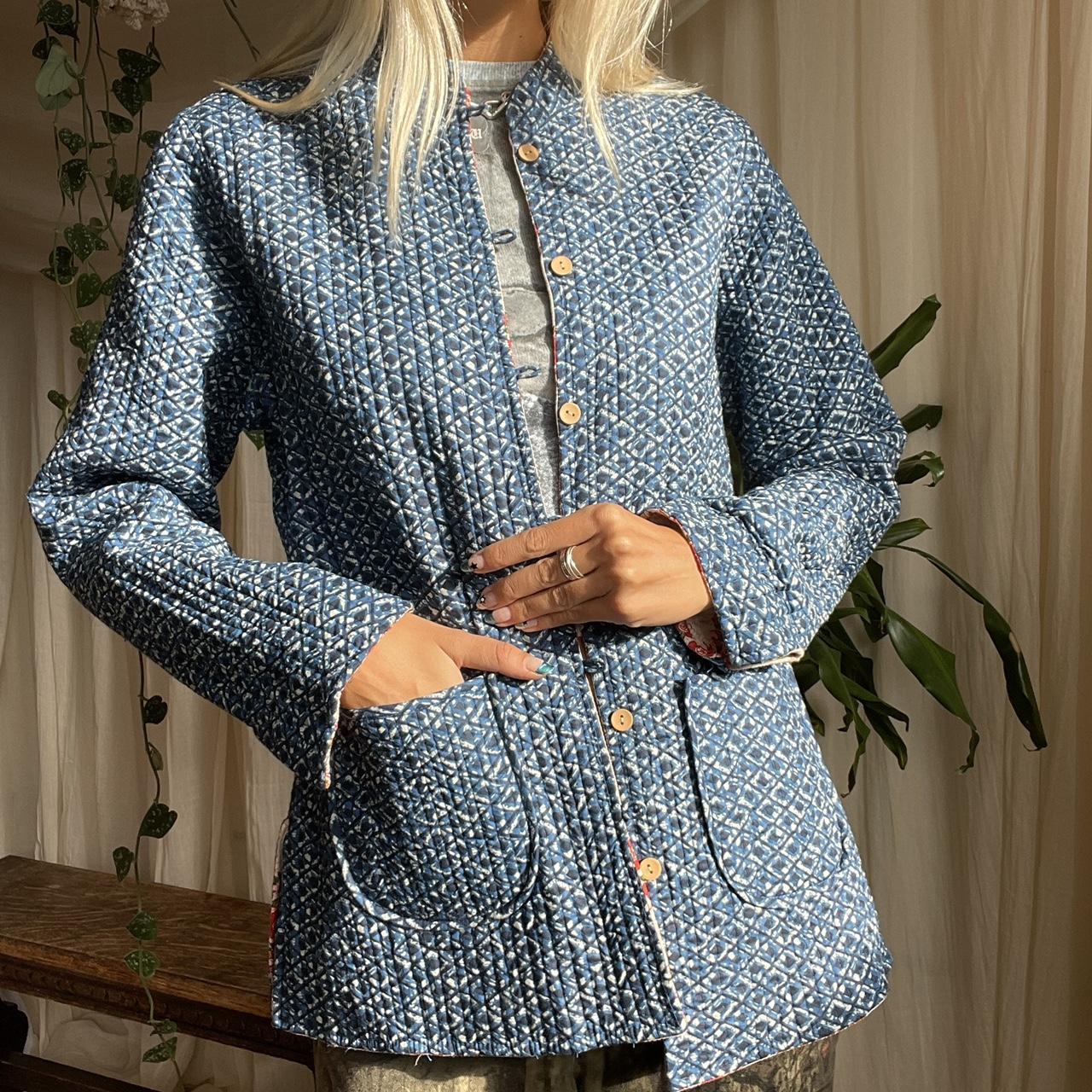 Vintage deadstock quilted button up jacket with... - Depop