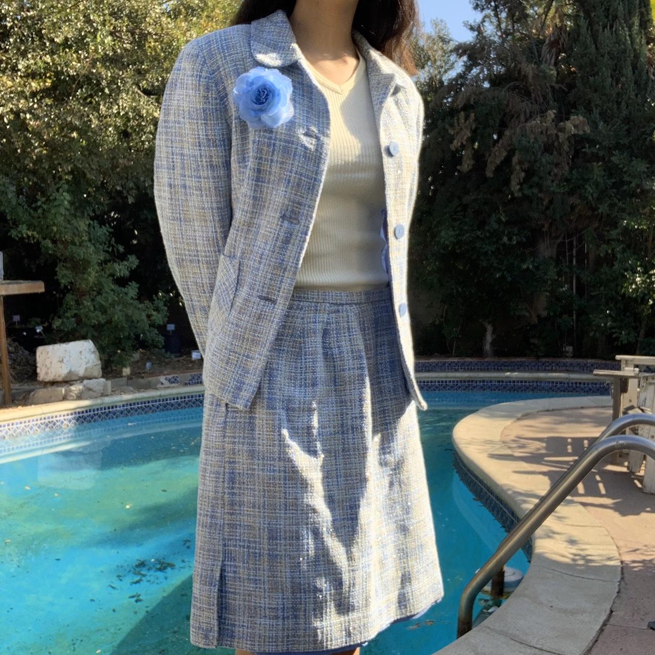 2-Piece Blue-Mixed Tweed Set 🦋 Literally how sweet... - Depop