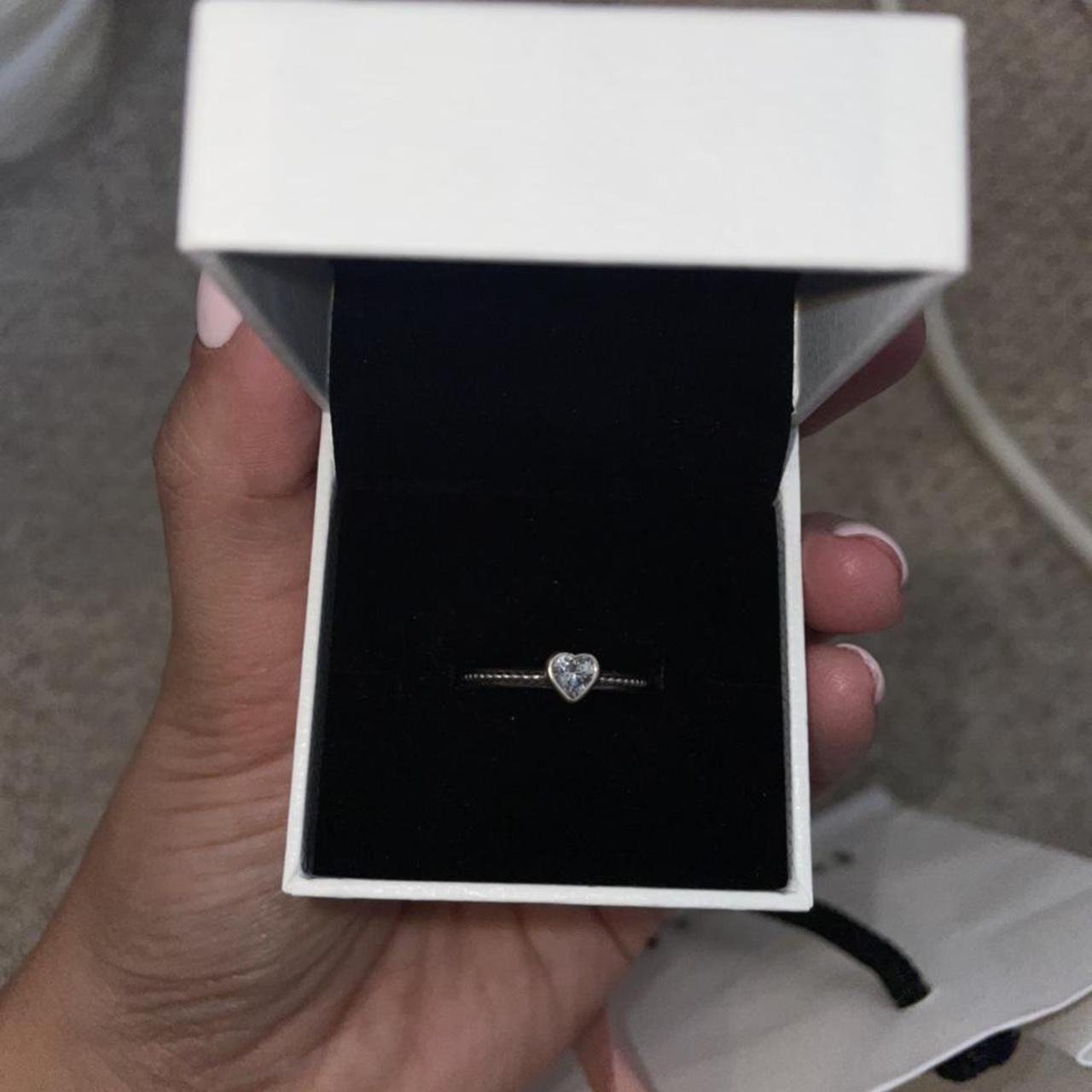 Pandora silver clear heart beaded ring sterling