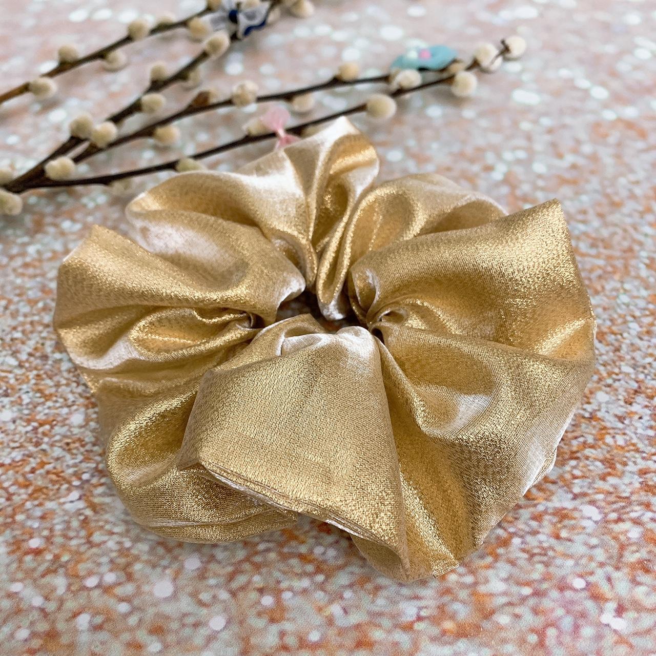 JUMBO Gold metallic hair Scrunchie gold metallic XXL... - Depop