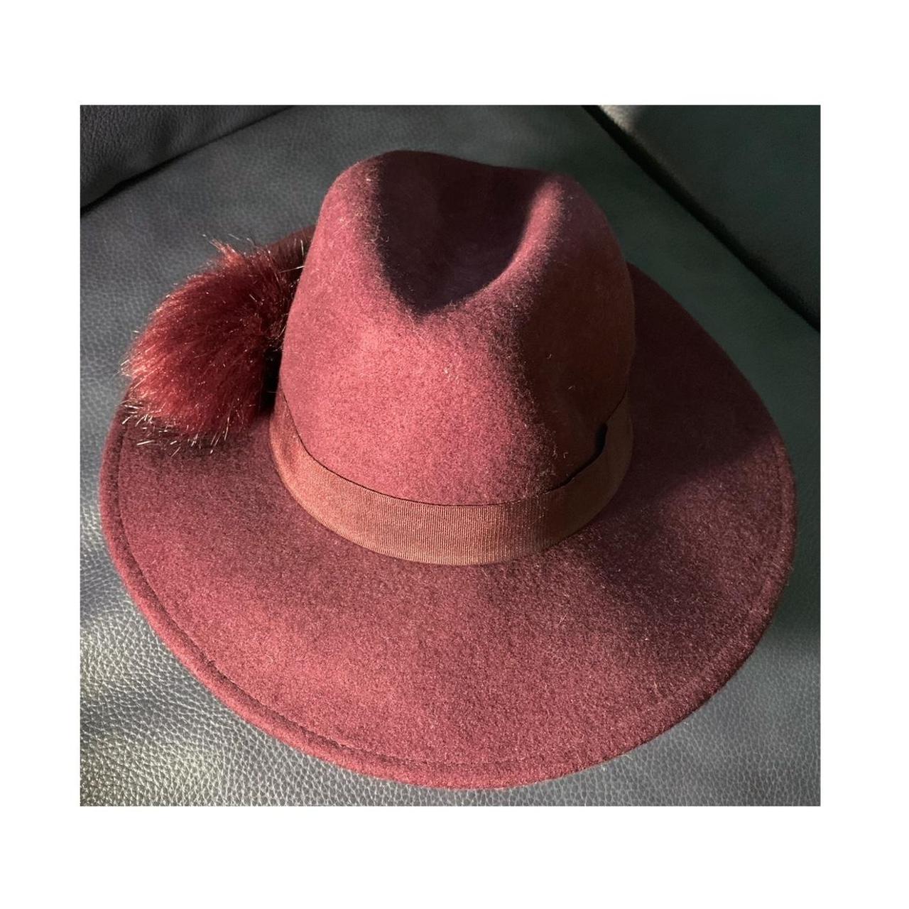 Burgundy Felt Flop Hat perfect fall/ autumn... - Depop
