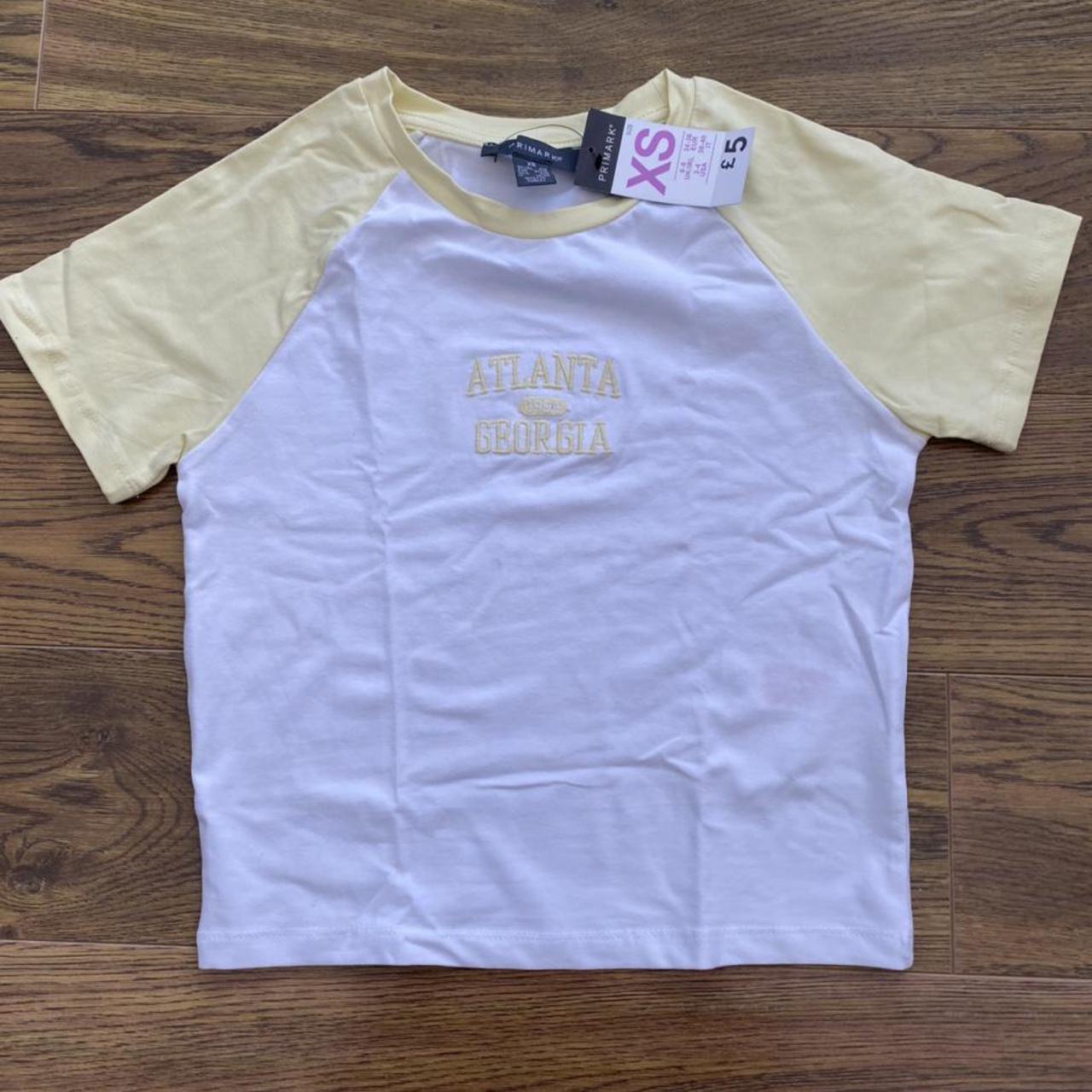 Primark yellow and white short and crop top set.... - Depop