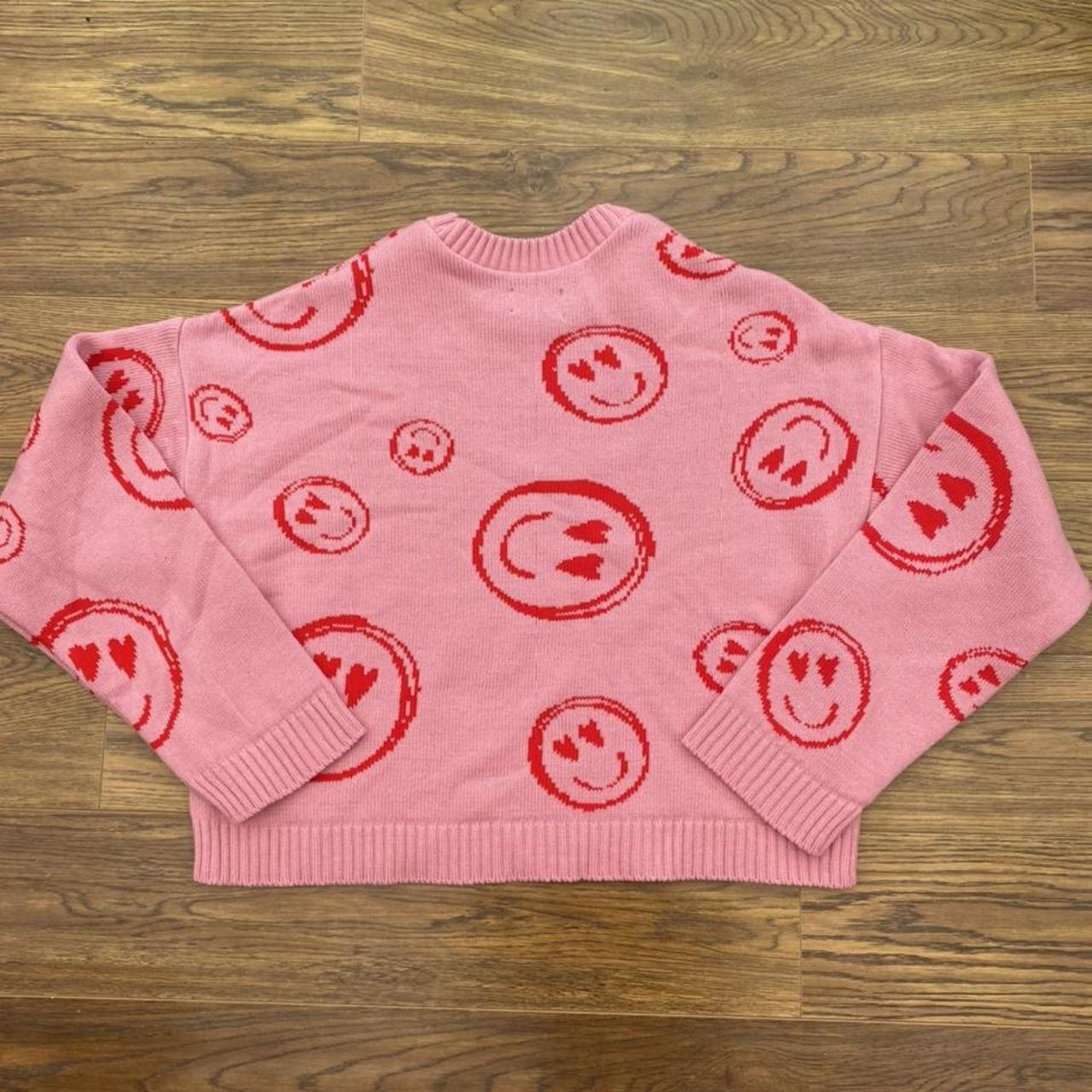 Asos design womens pink smiley face jumper. Womens... - Depop