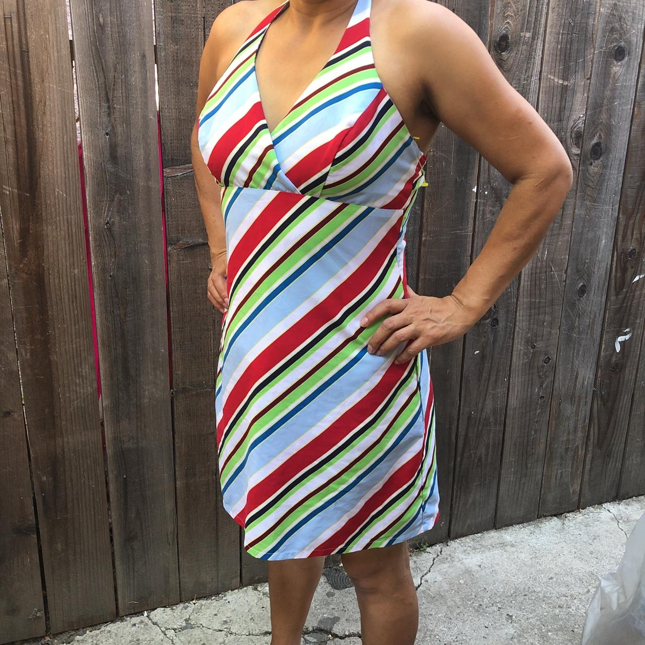 A cute strip dress dress on one side and on the... - Depop