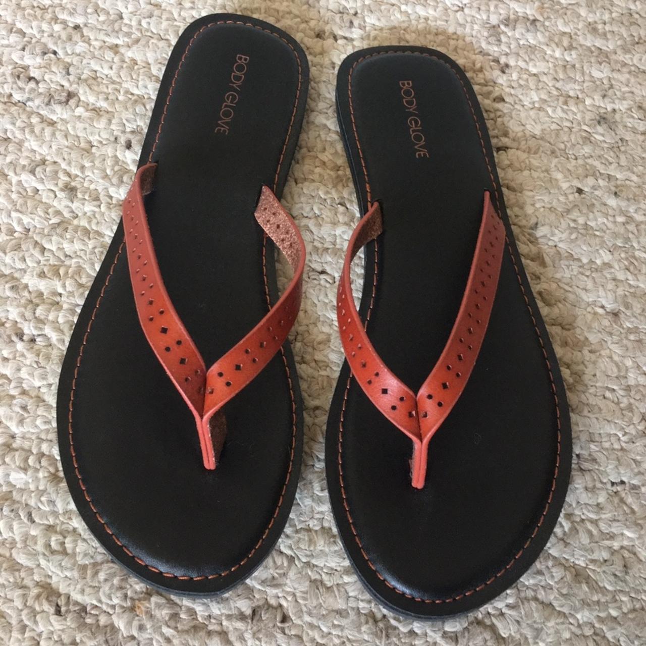 red and black sandals size: US women's 8 brand:... | Depop