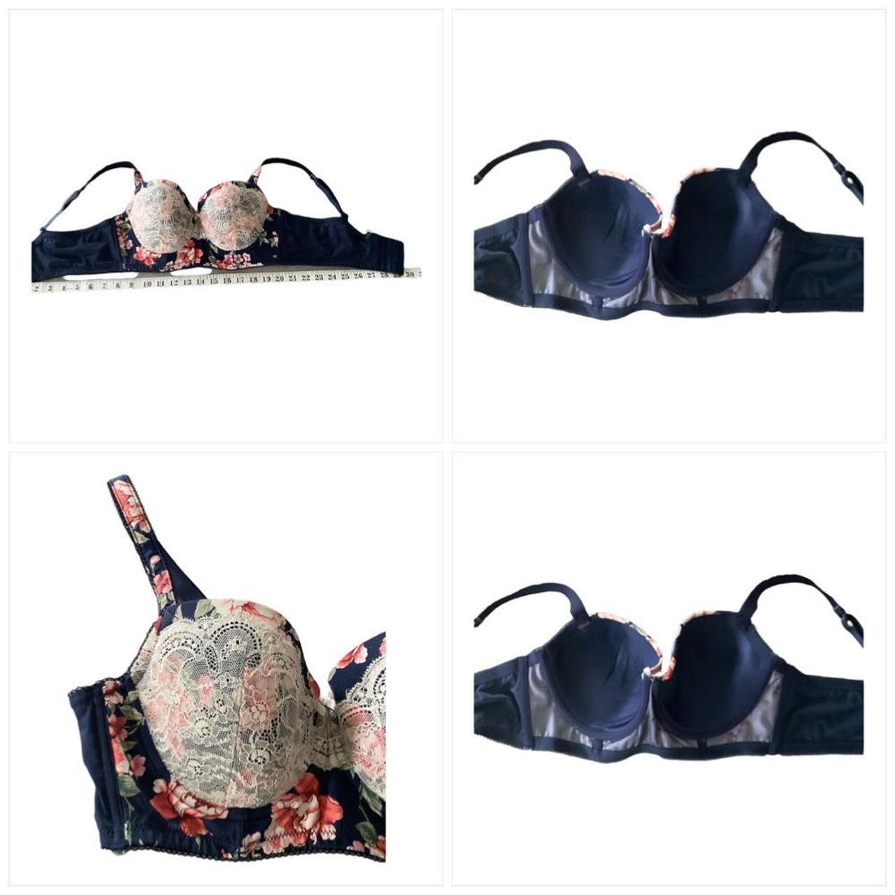 BOUDOIR TSHIRT BRA BLUE FLORAL LACE PADDED SEXY... - Depop
