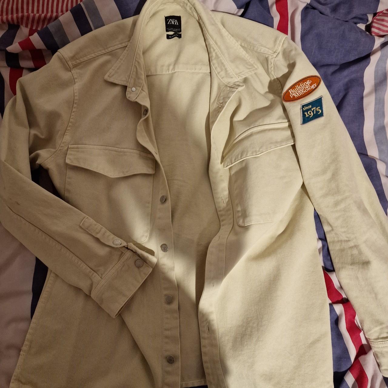 Men's stone coloured Denim Jacket, Purchased from... - Depop