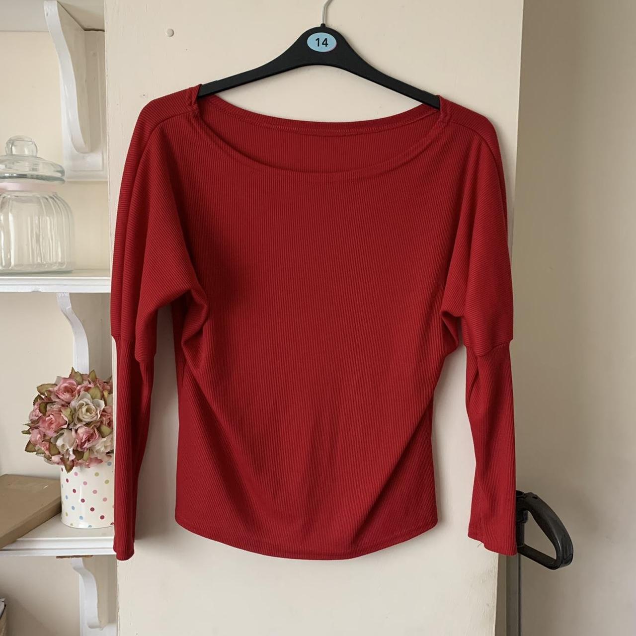 red long sleeve blouse - worn once - UK size 12 -... - Depop