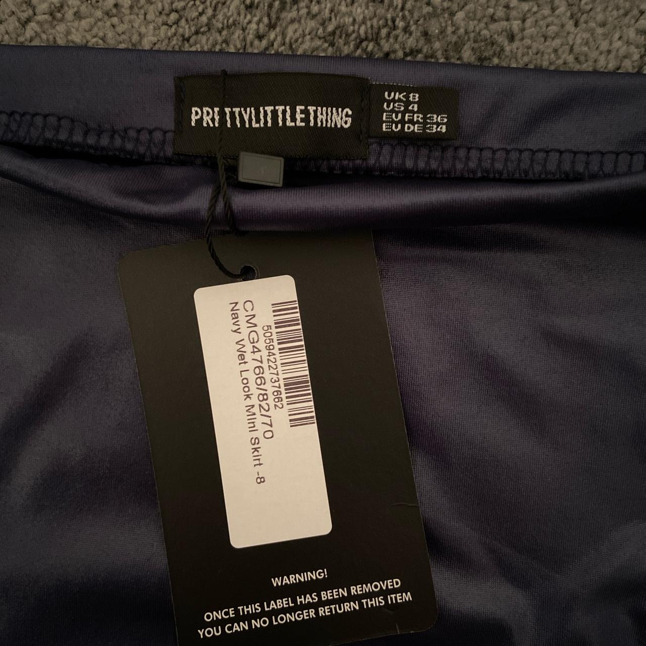 pretty little thing blue metallic mini skirt... - Depop