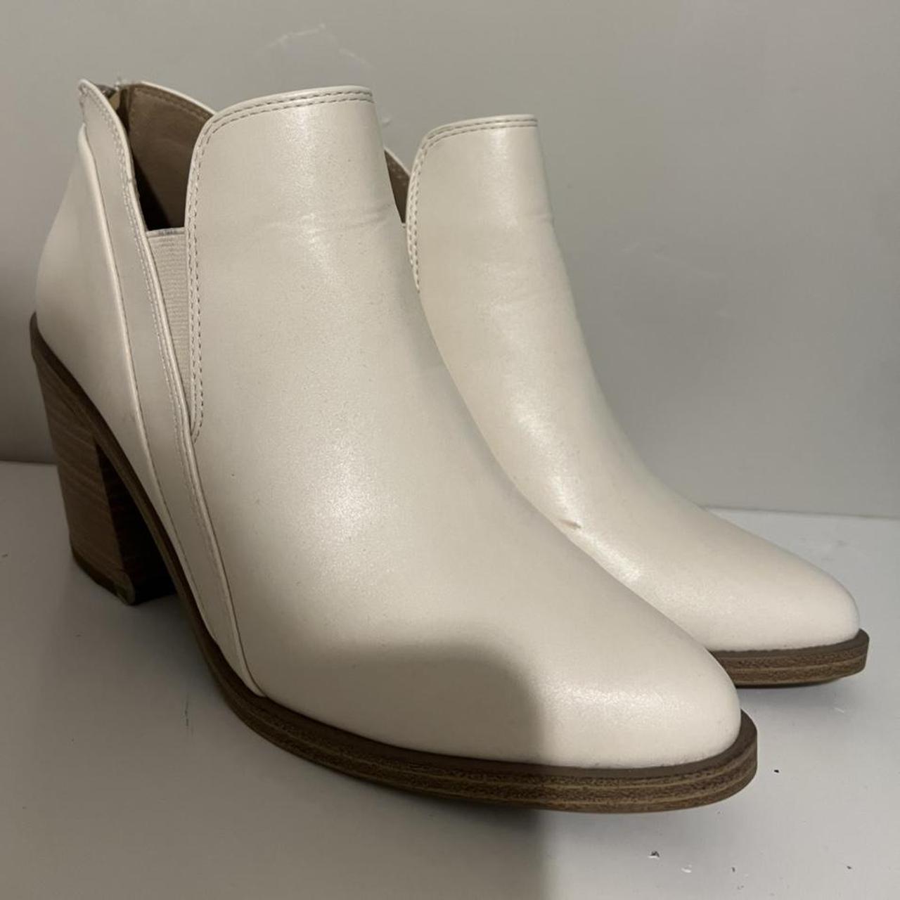 Cream booties! Ankle Boots! Worn once, perfect... - Depop
