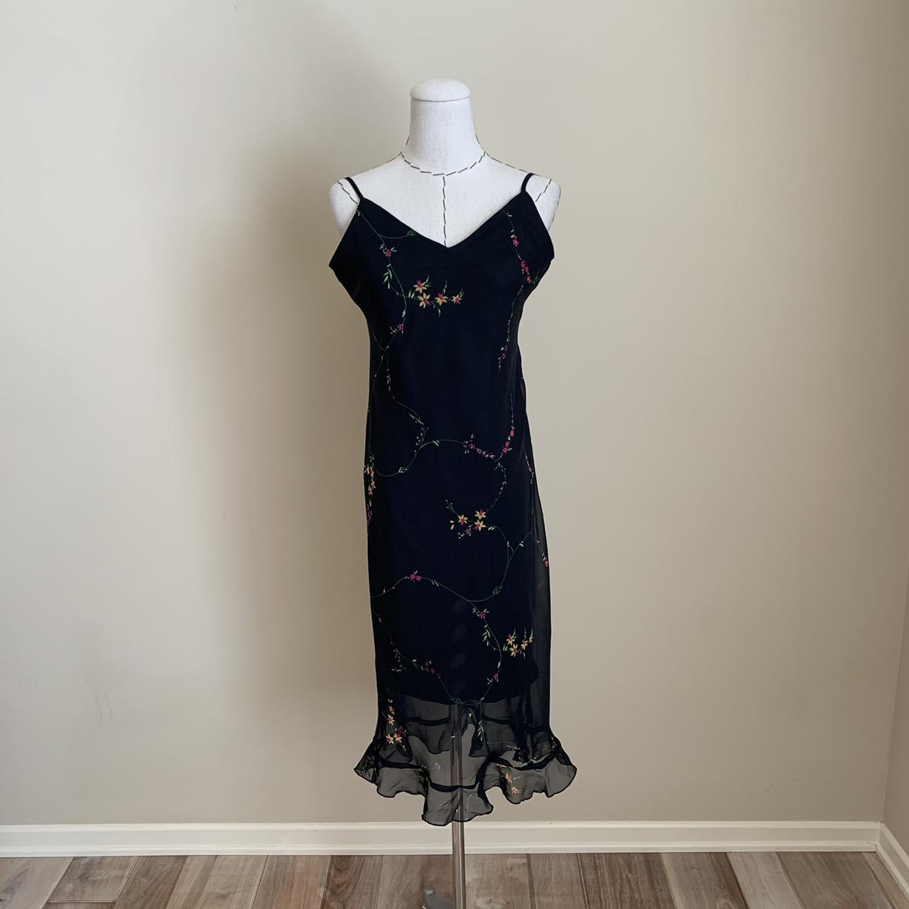 90s Rampage floral slip dress. Sheer chiffon layer... - Depop