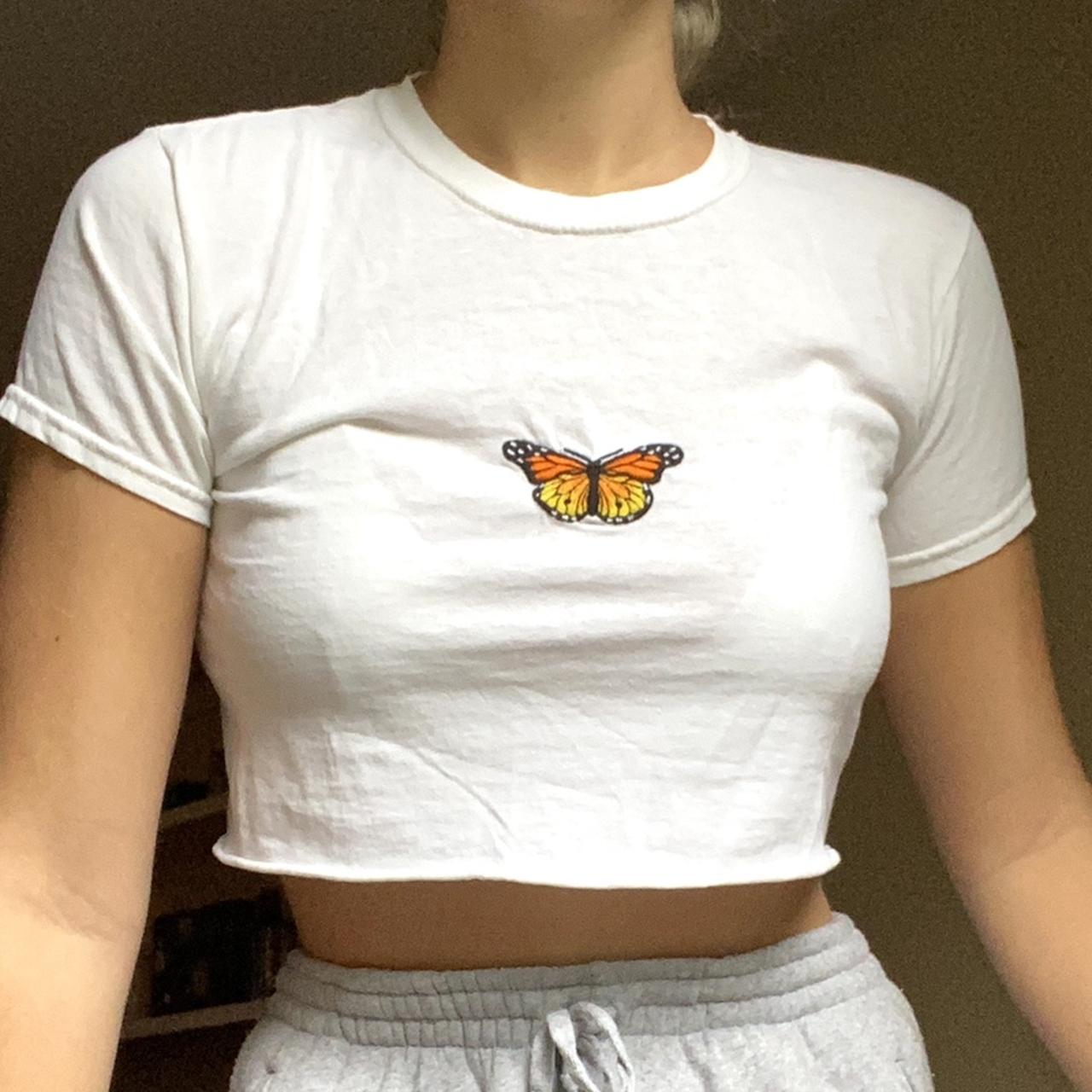 iconic butterfly crop tee brandy melville john... - Depop