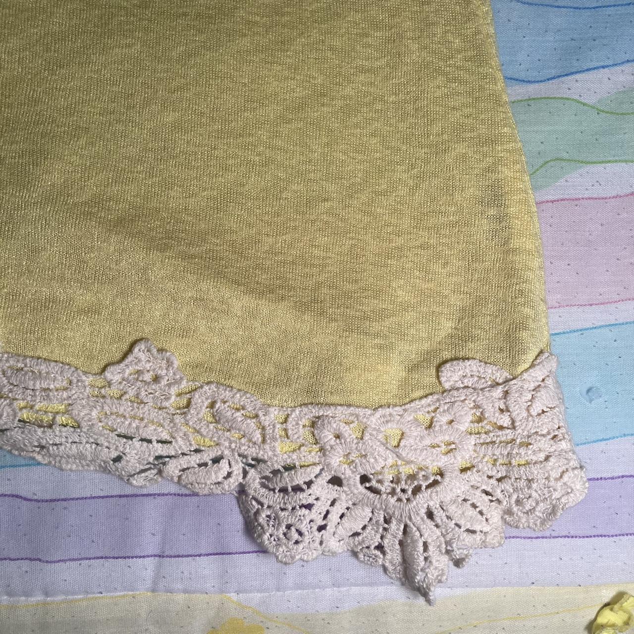 Custard pastel yellow tank top with yellow ribbon... - Depop