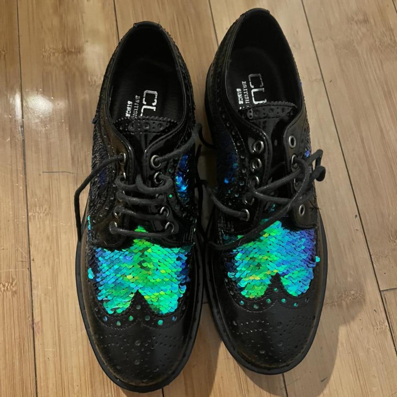 Goth British loafers with sequins for women. #emo... - Depop