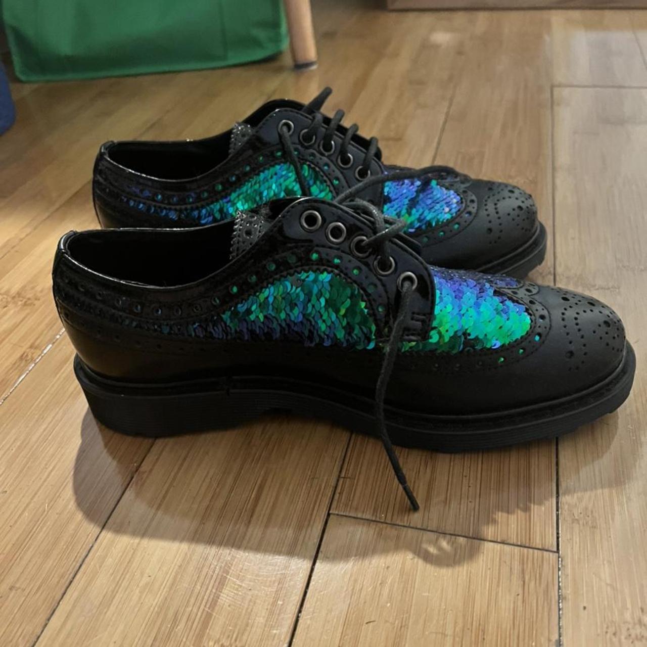 Goth British loafers with sequins for women. #emo... - Depop