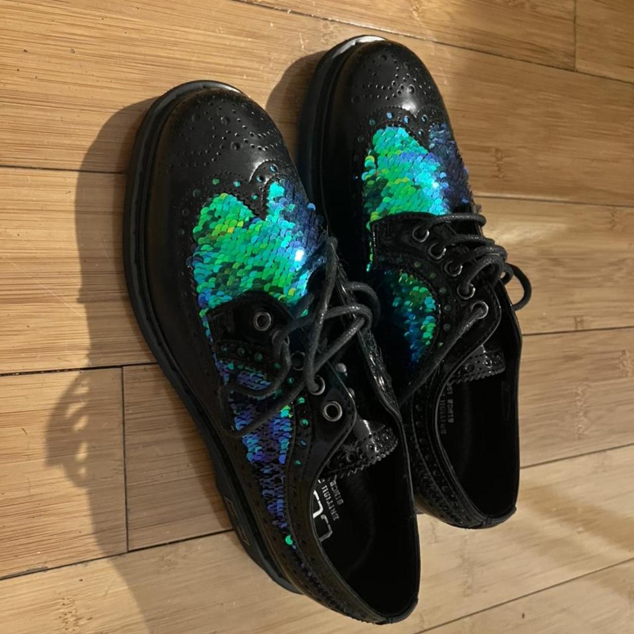 Goth British loafers with sequins for women. #emo... - Depop