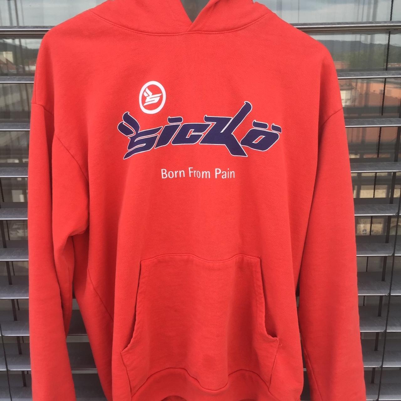 Sicko Born From Pain Hoodie (Tomato Red) size L... - Depop
