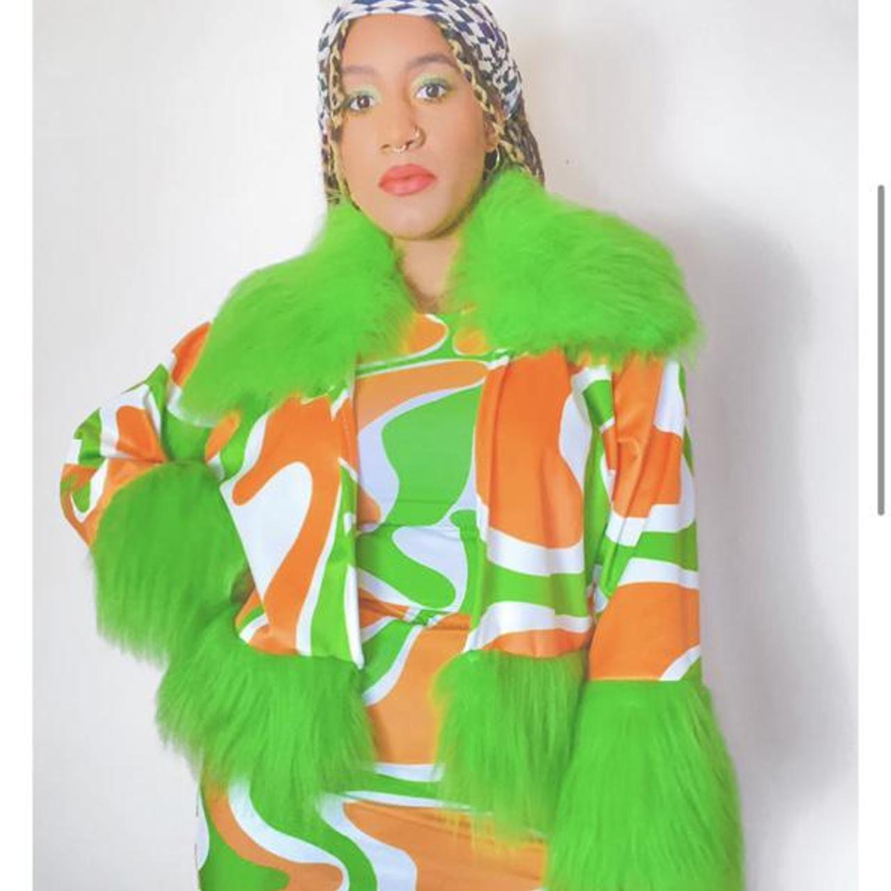 The Clementine jacket in cropped length with lime... - Depop