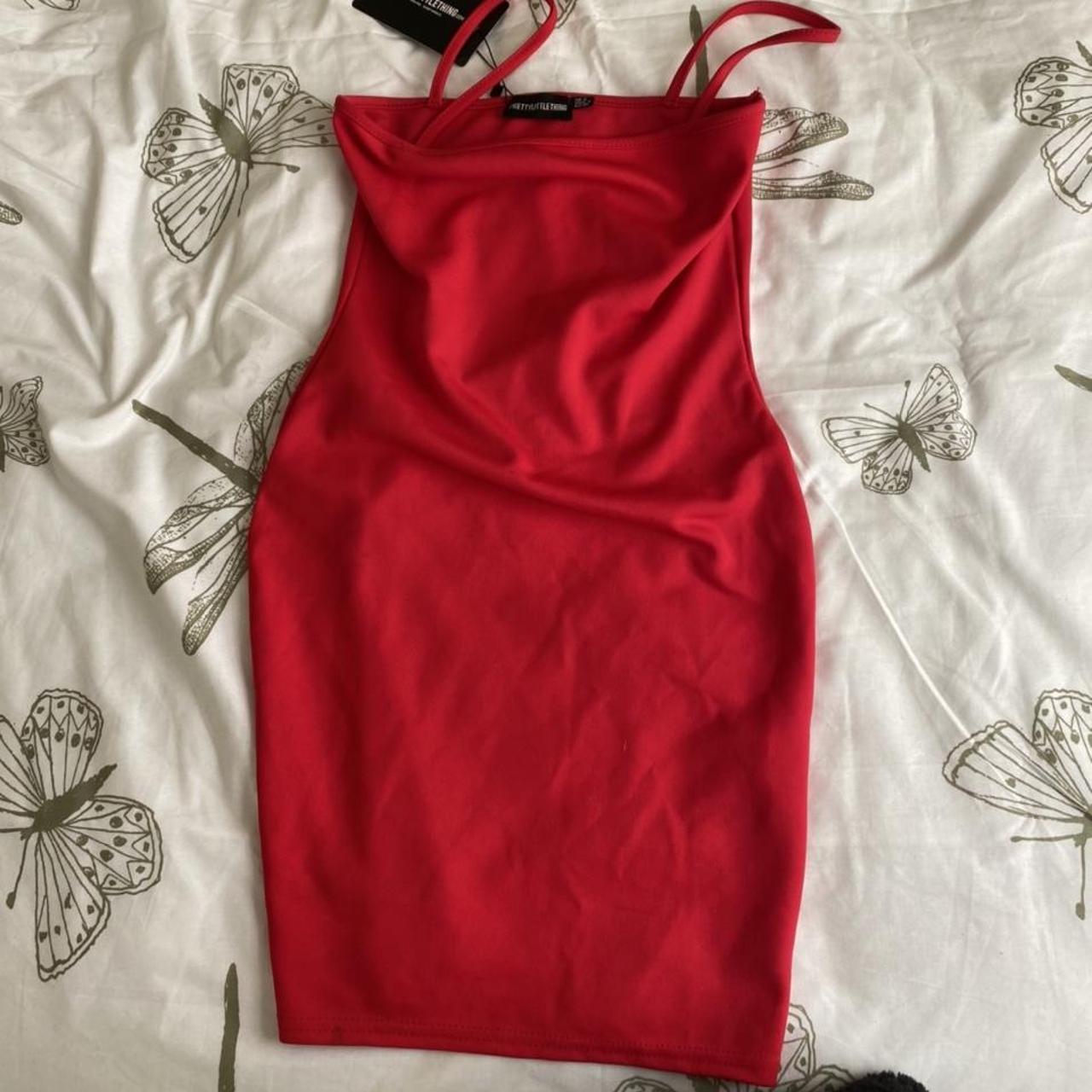 prettylittlething red mini dress size 8 so too big... - Depop