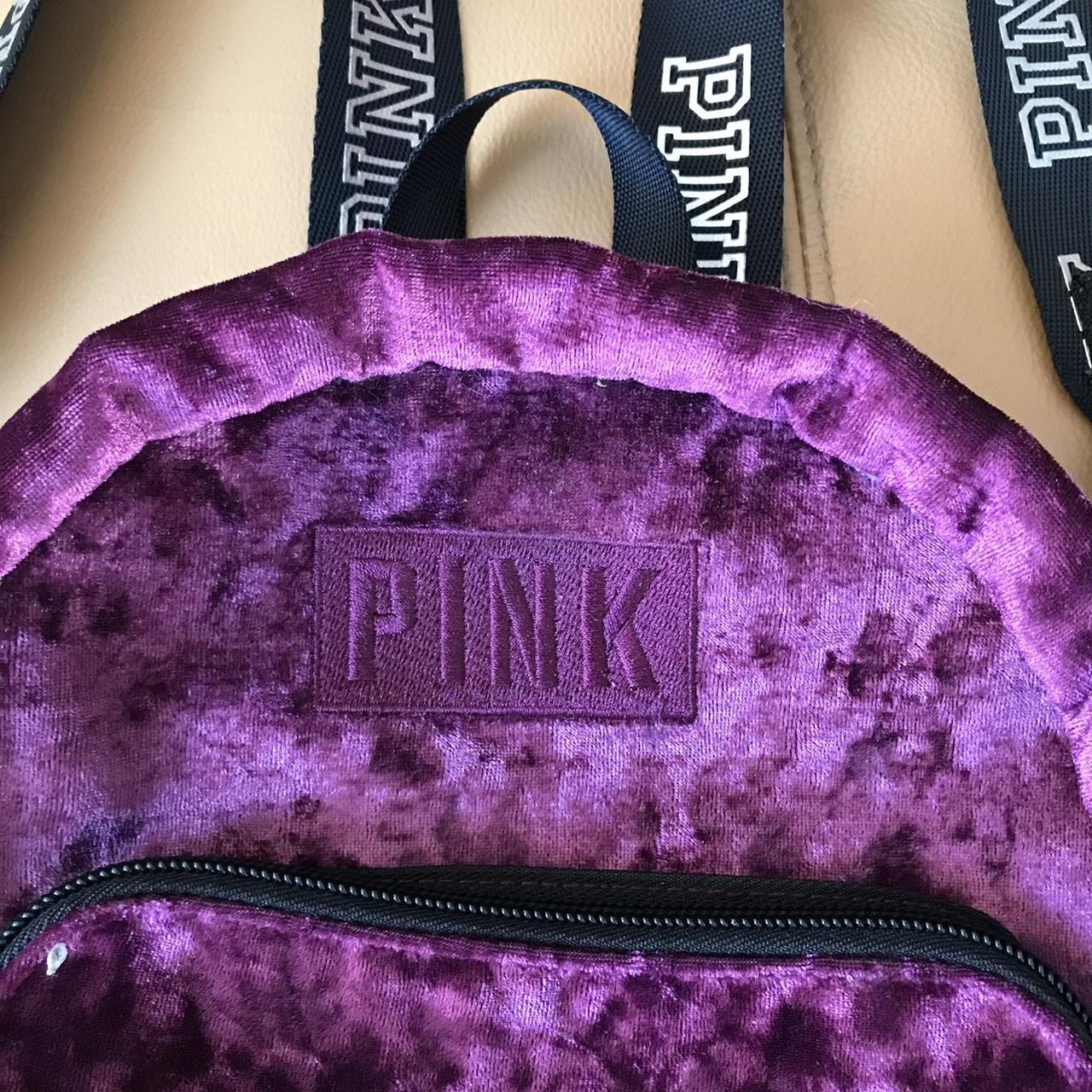 Victoria’s Secret plum/purple velvet backpack... - Depop