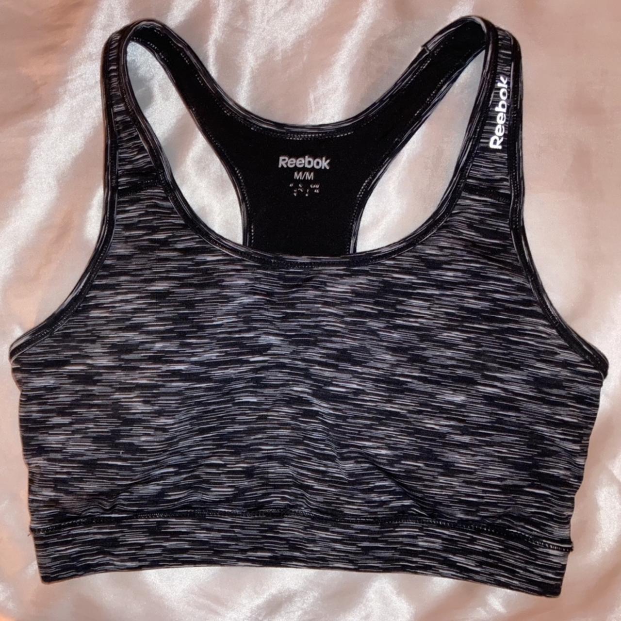 Reebok black/grey racerback sports bra size M. Super... - Depop