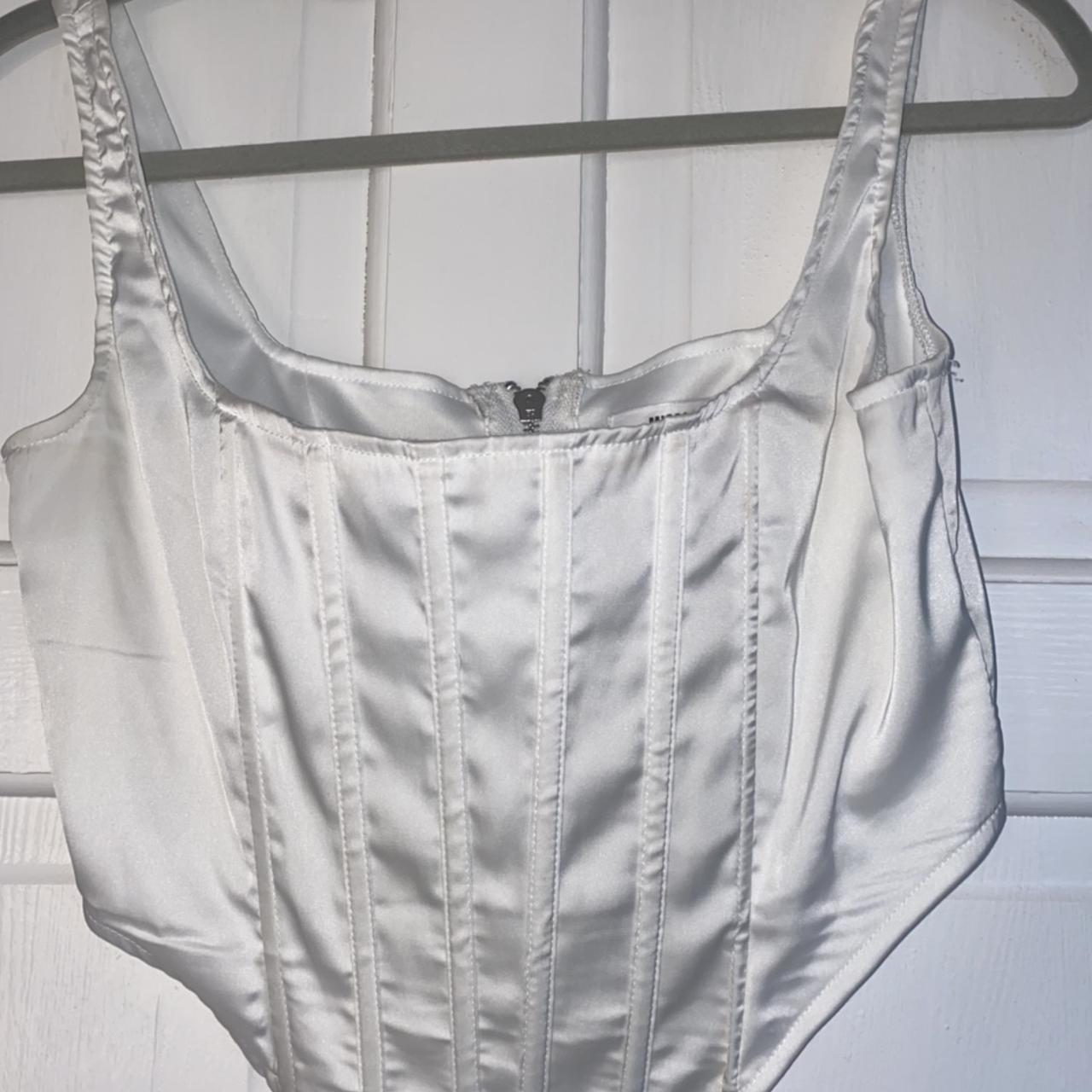 Missguided white corset top, size 8. Worn once and... - Depop