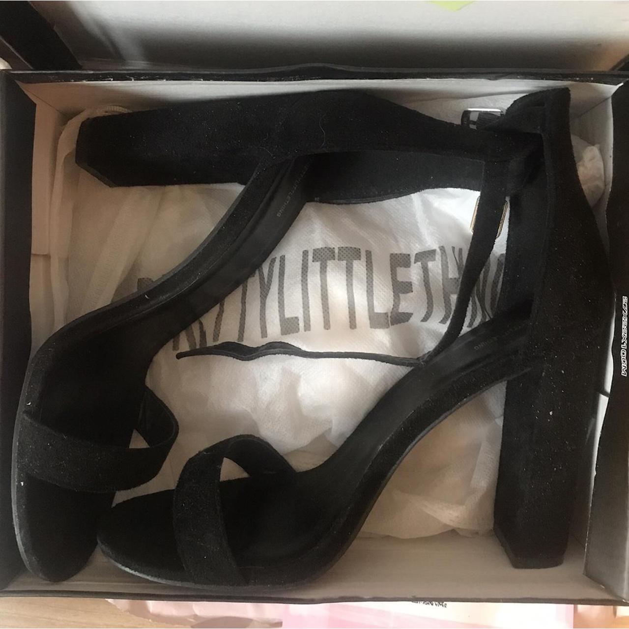 Black suede 4 inch wedge high heel shoes. Perfect... - Depop