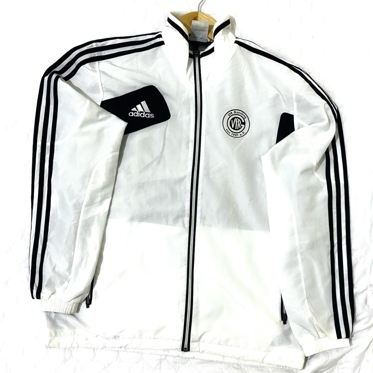 Adidas Men's White and Black Jacket | Depop