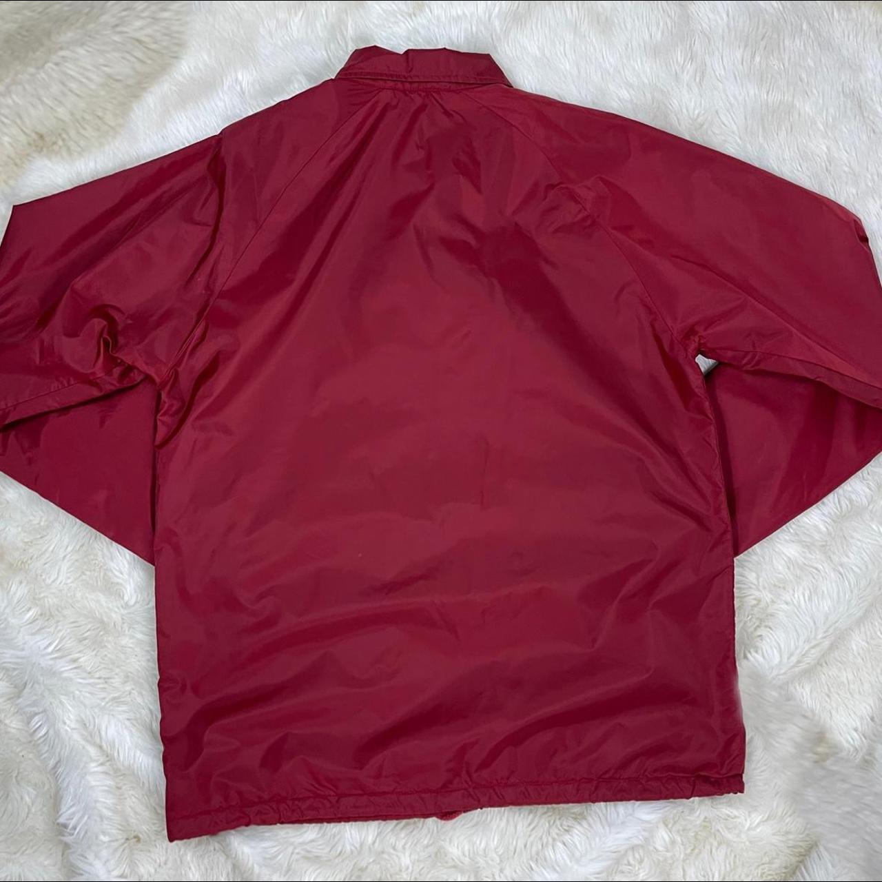 Dark red button up windbreaker jacket with a warm... - Depop