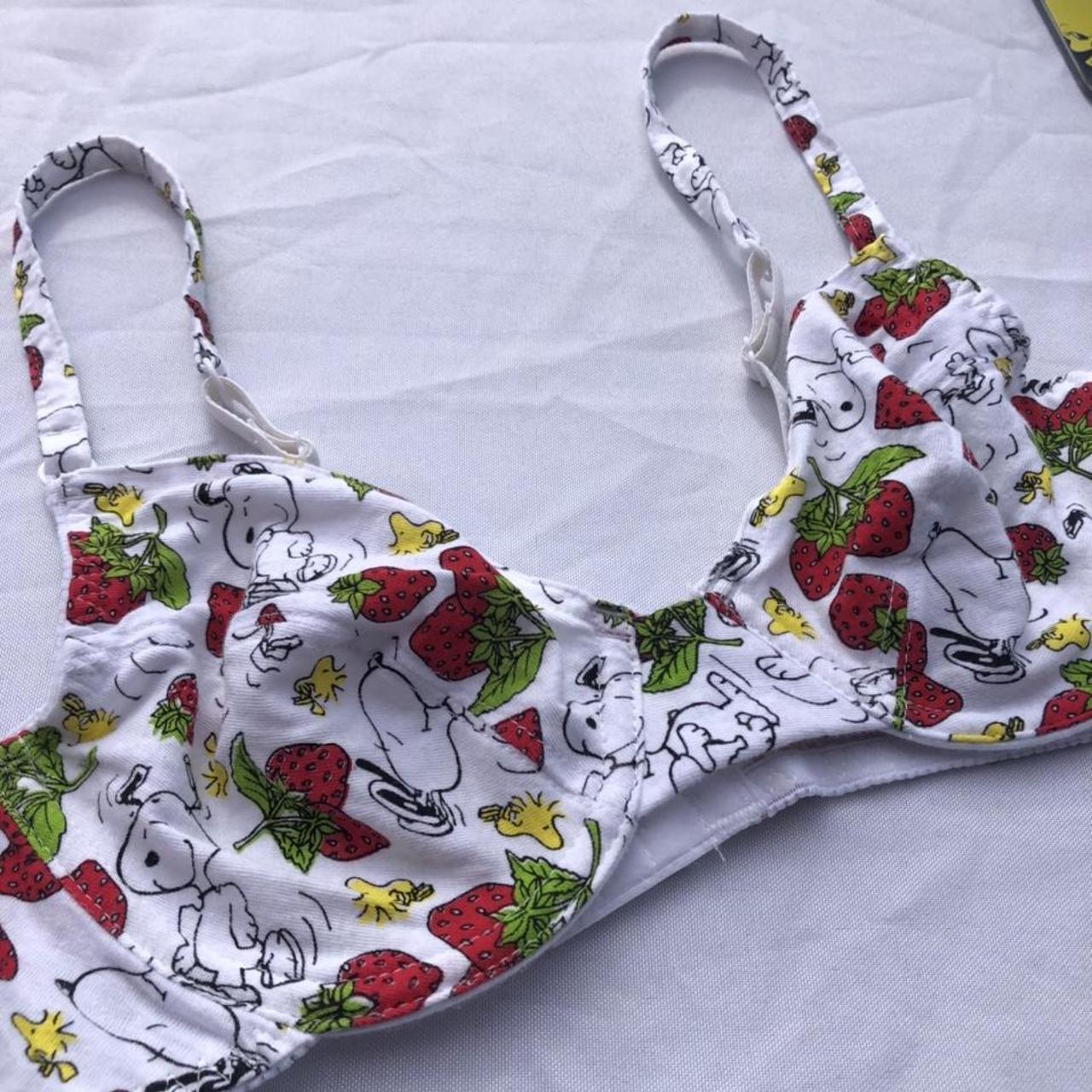 Snoopy Strawberry Bralette 34B #strawberrybra... - Depop