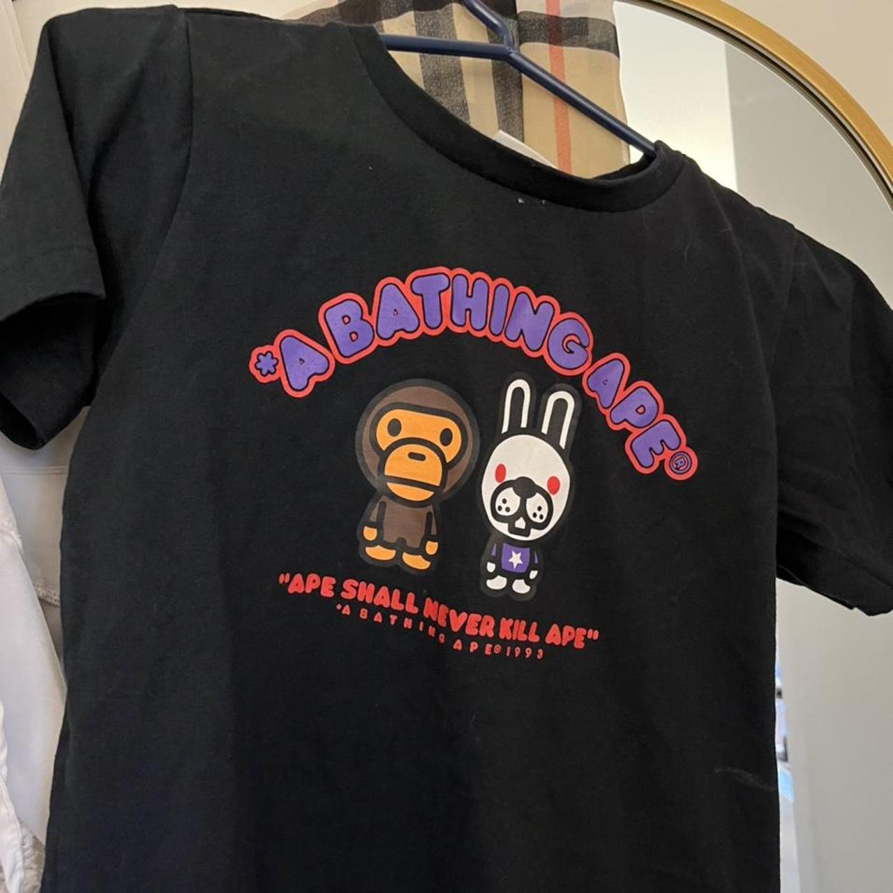 BAPE A Bathing Ape black women’s XS tee Worn only... - Depop